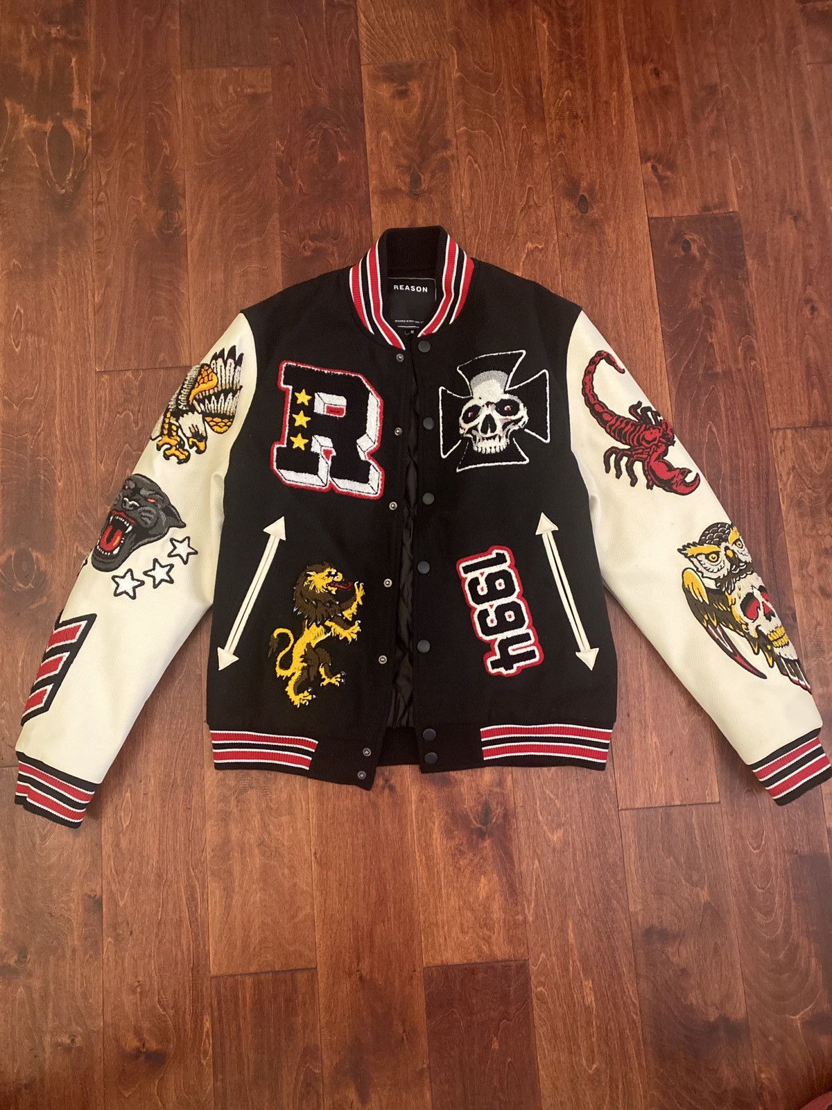 Reason REASON Mens Varsity Jacket .. Embroidered Patches | Grailed