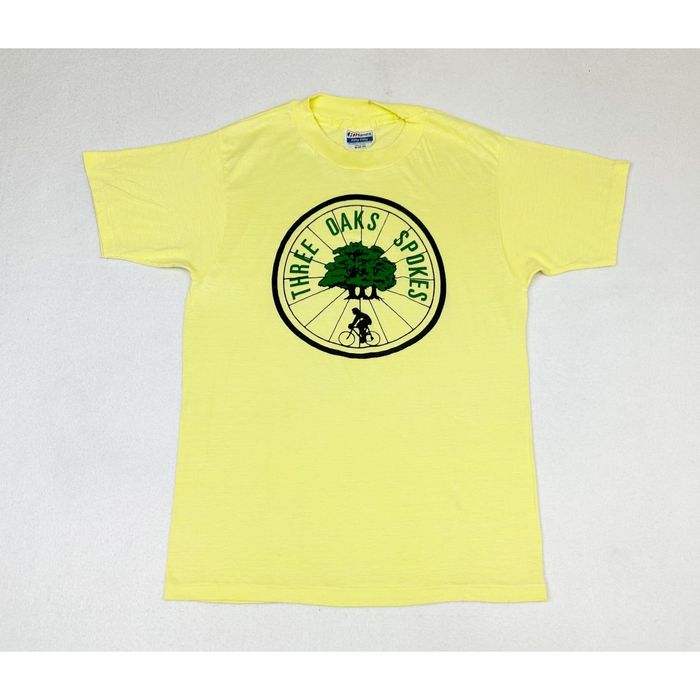 Vintage Vintage 80s Three Oaks Spokes Bicycle Club T-Shirt Yellow | Grailed