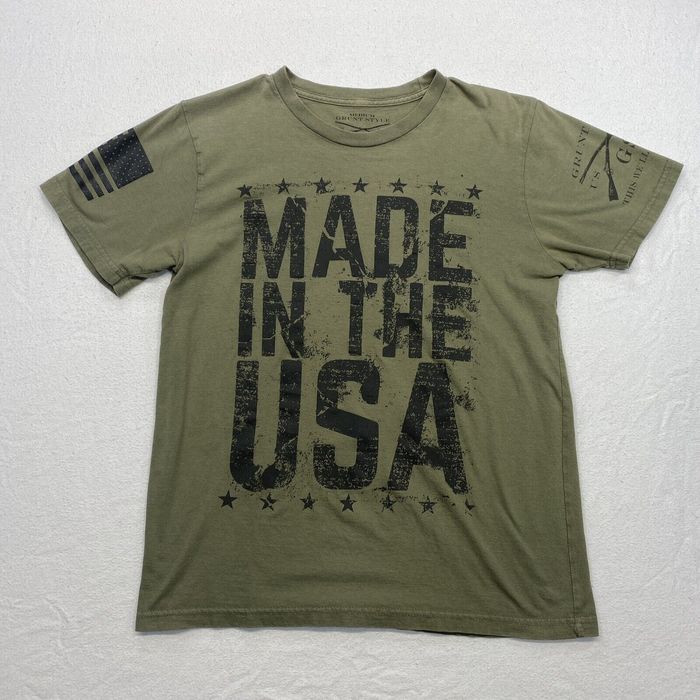 Vintage Grunt Style T Shirt Mens Medium Army Green Casual Guns Graphic ...