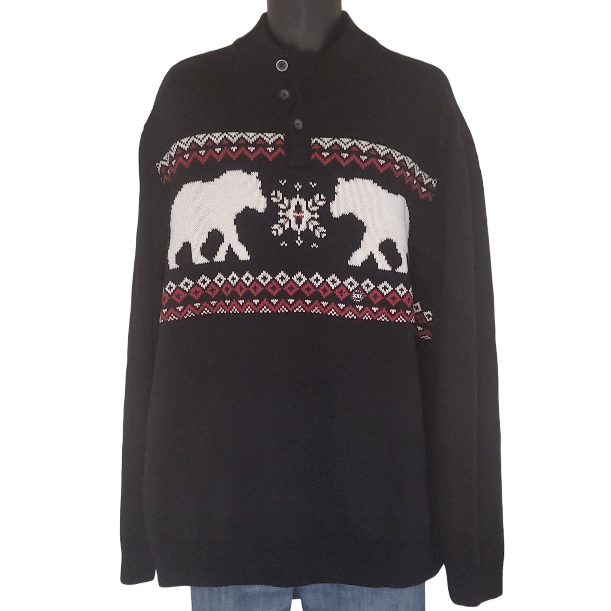 Chaps Chaps Classic-Fit Bear Button Mockneck Sz XXL Sweater Men | Grailed