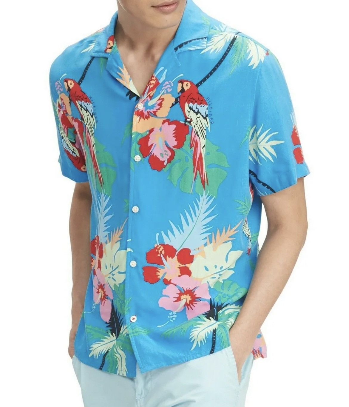 Tommy Hilfiger Tommy Hilfiger Button Front Tropical Parrot Print Top ...