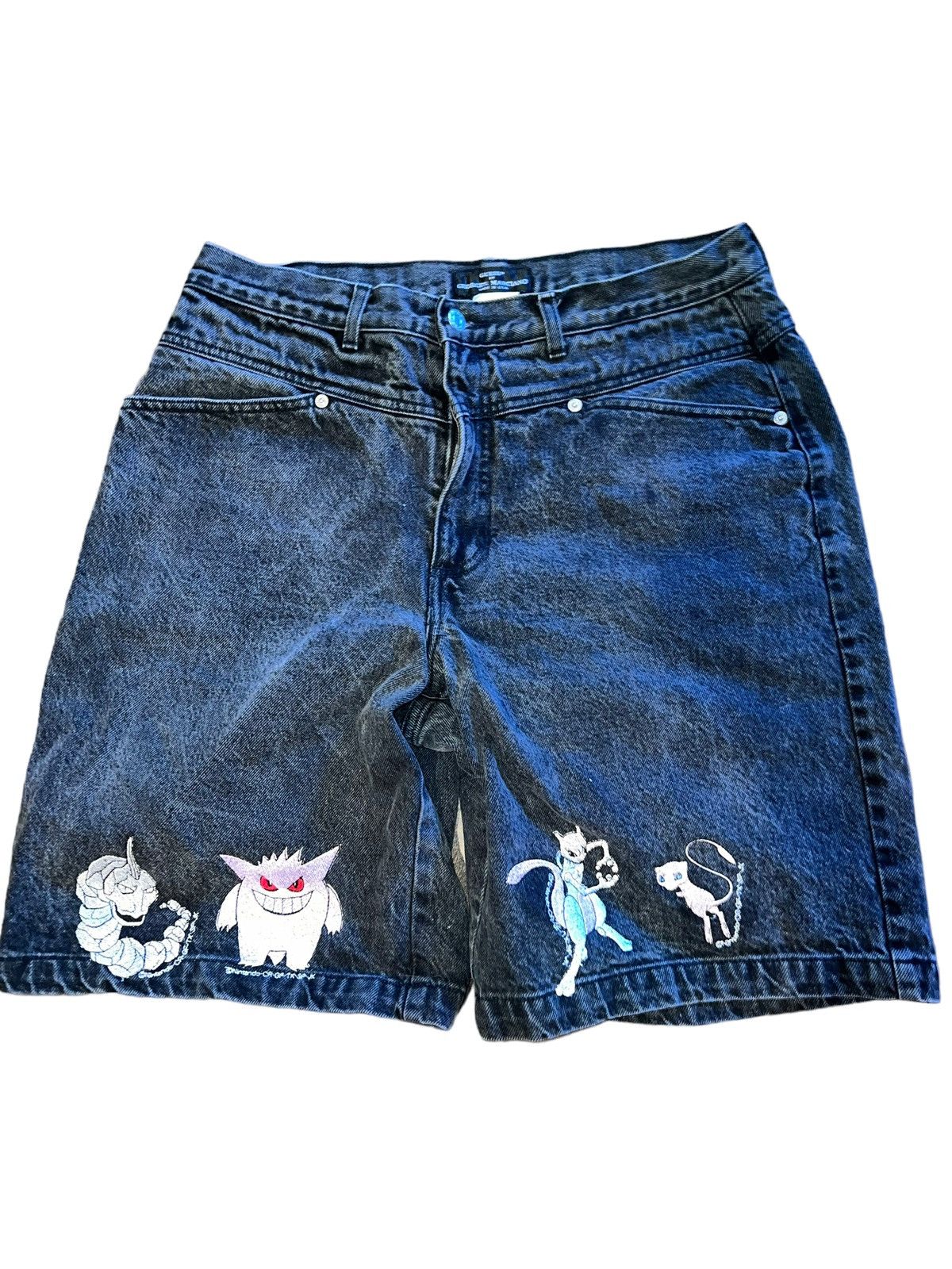 Guess Vintage Pokémon mew mewtwo gasly shorts black shorts jean | Grailed