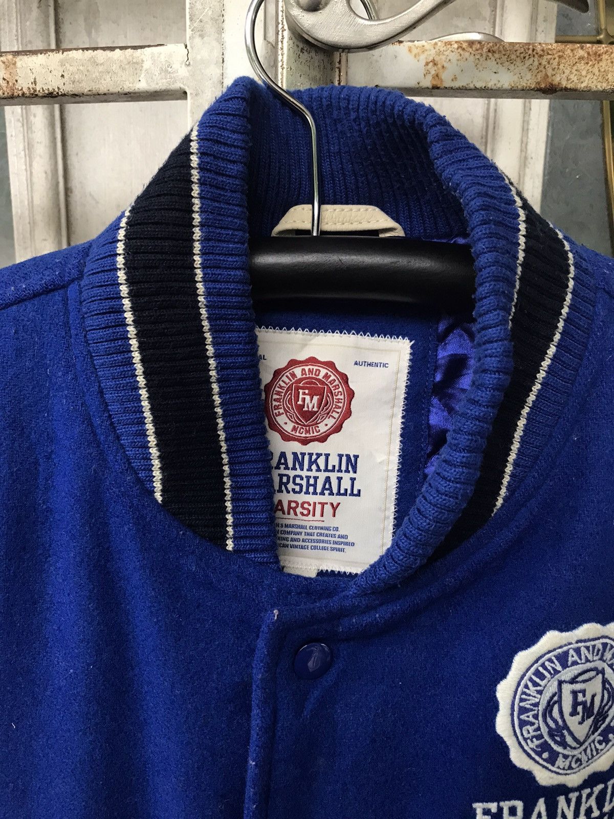 Vintage Vintage FRANKLIN MARSHALL Leather Sleeve Varsity Jacket | Grailed