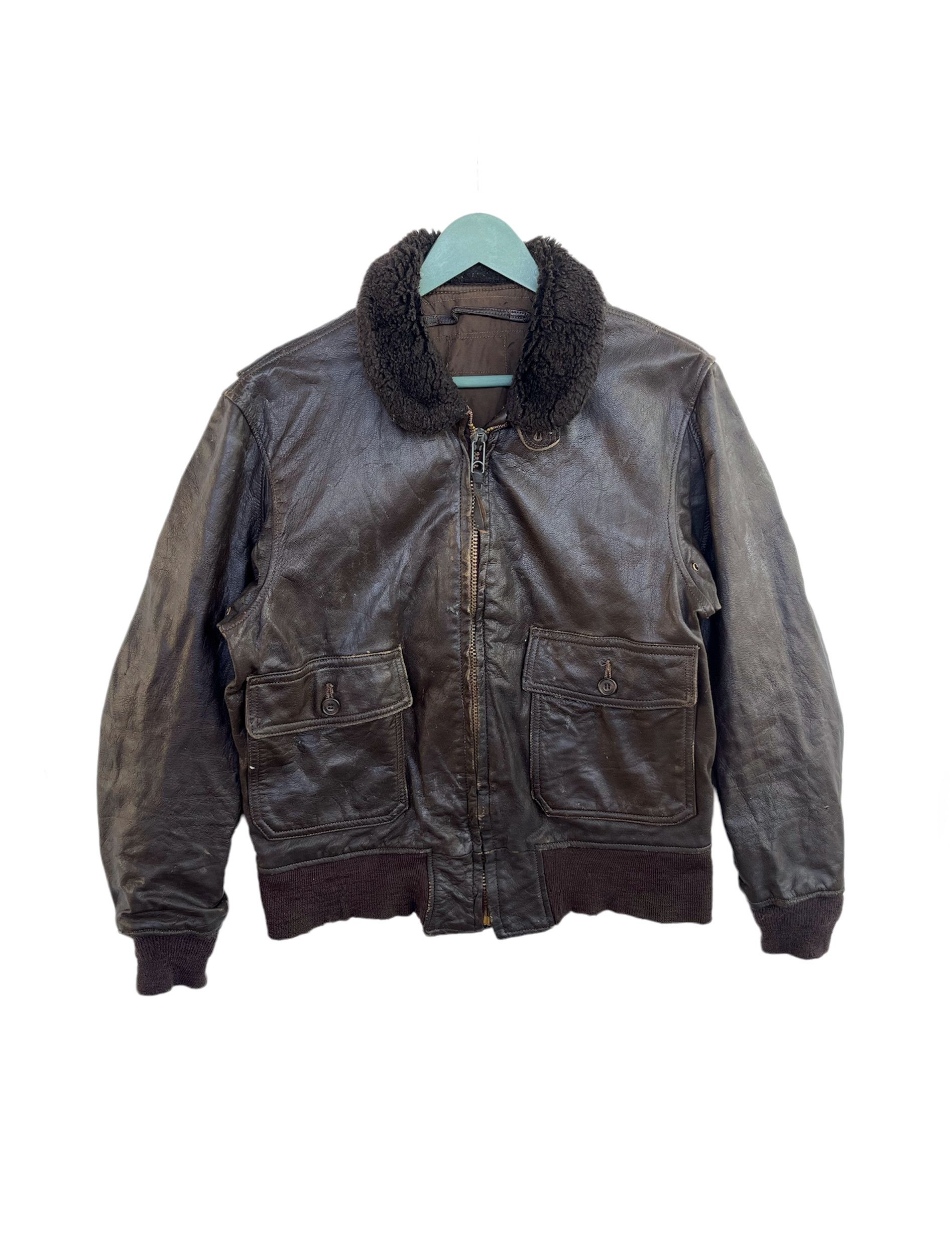 Leather Jacket × Military Vintage 80s US NAVY Type A-2 Leather Jacket ...