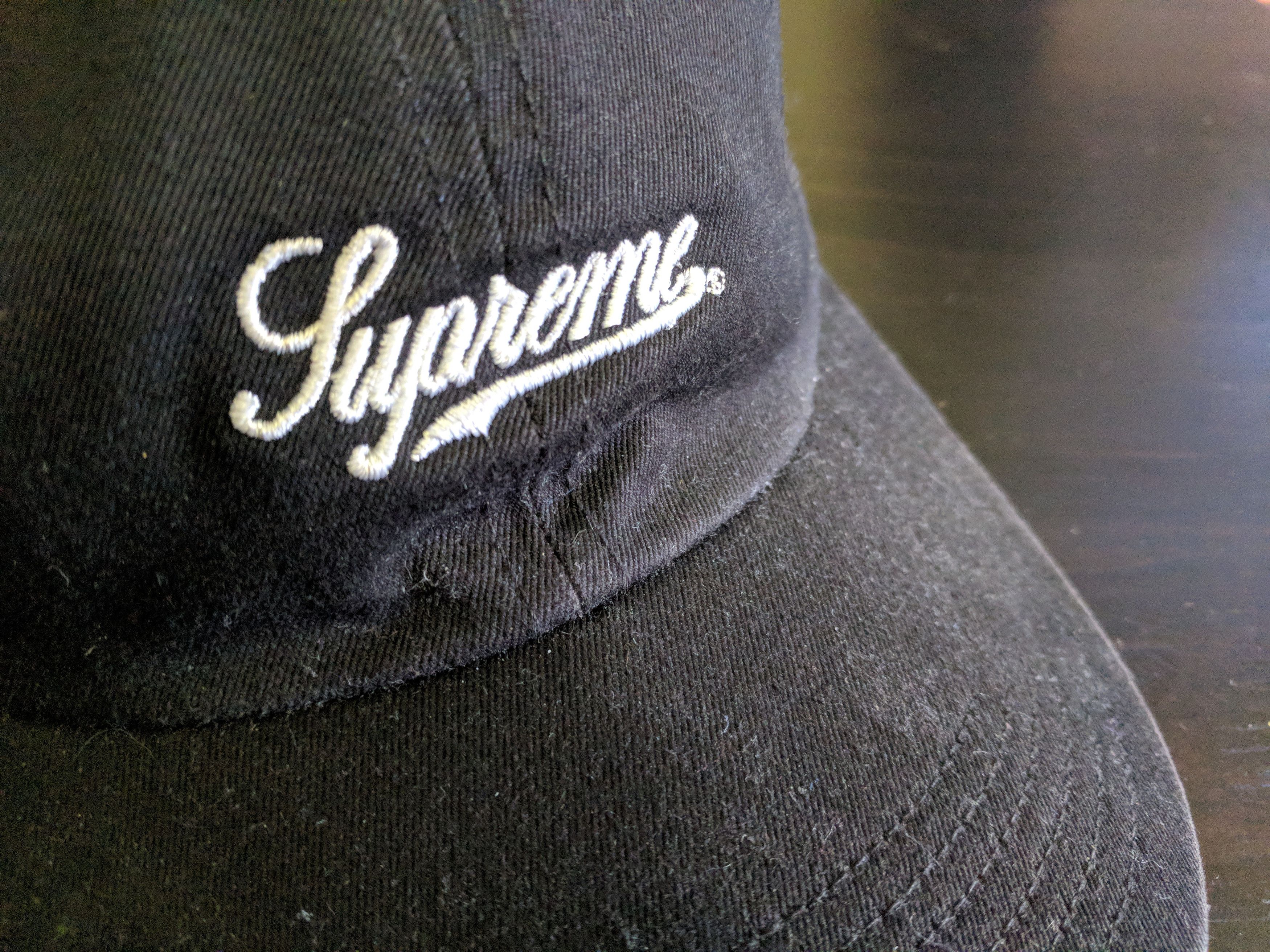 Supreme Script Logo Black Fitted Cap | Grailed