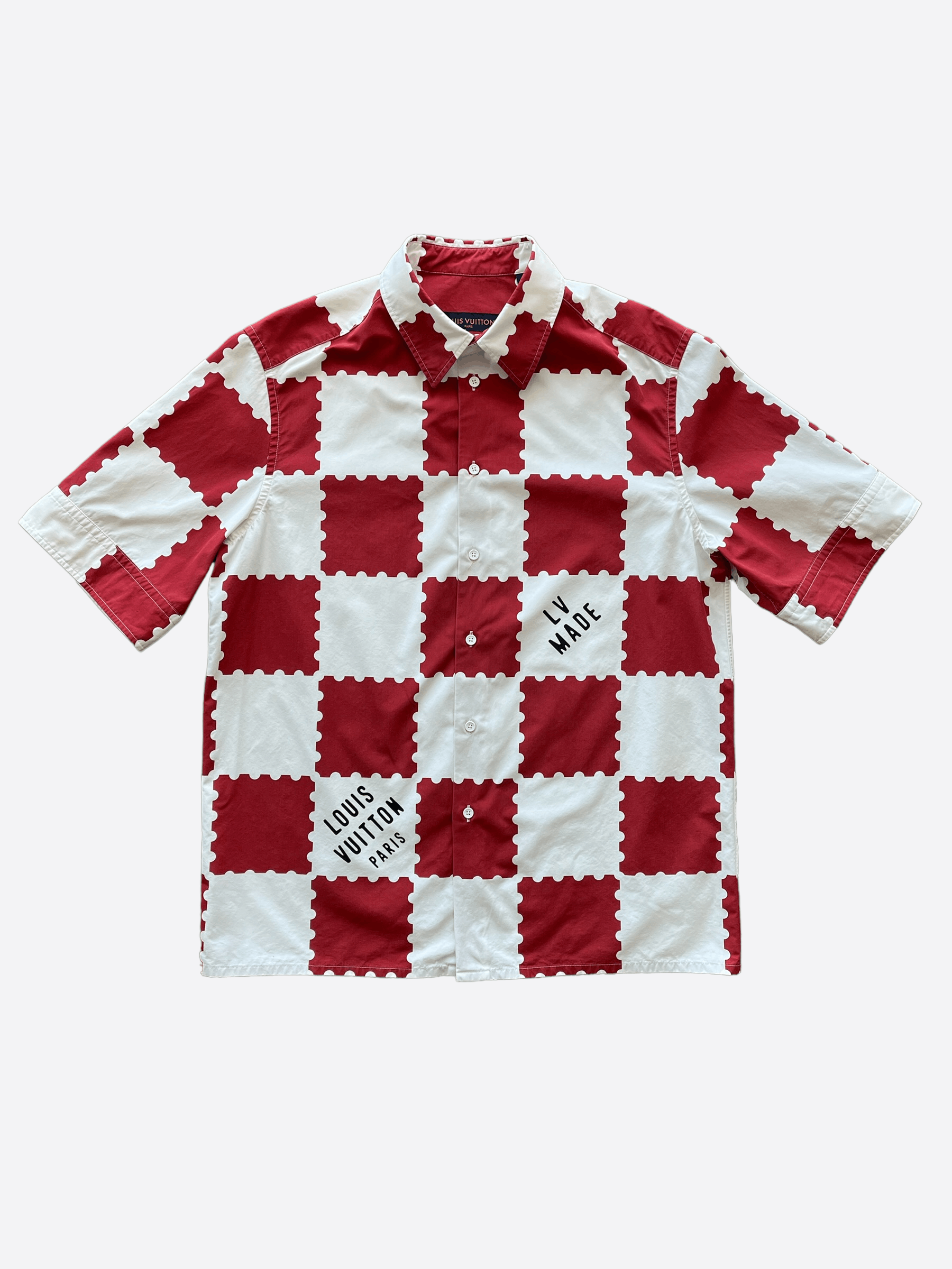 Louis Vuitton × Nigo Louis Vuitton Nigo Red & White Checkered Button Up ...
