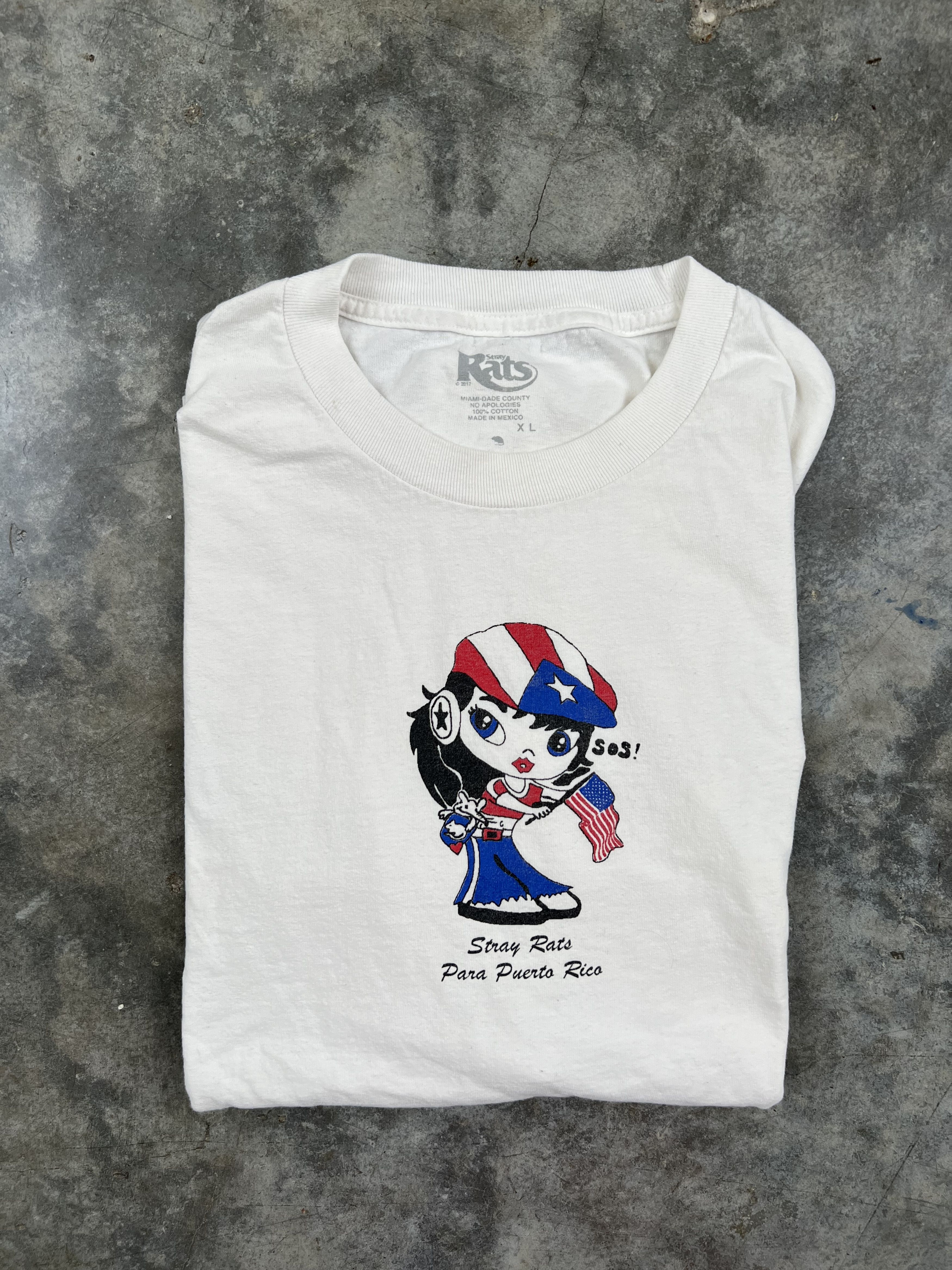 Stray Rats Stray Rats Puerto Rico SOS! Girl Center Tee White XL | Grailed