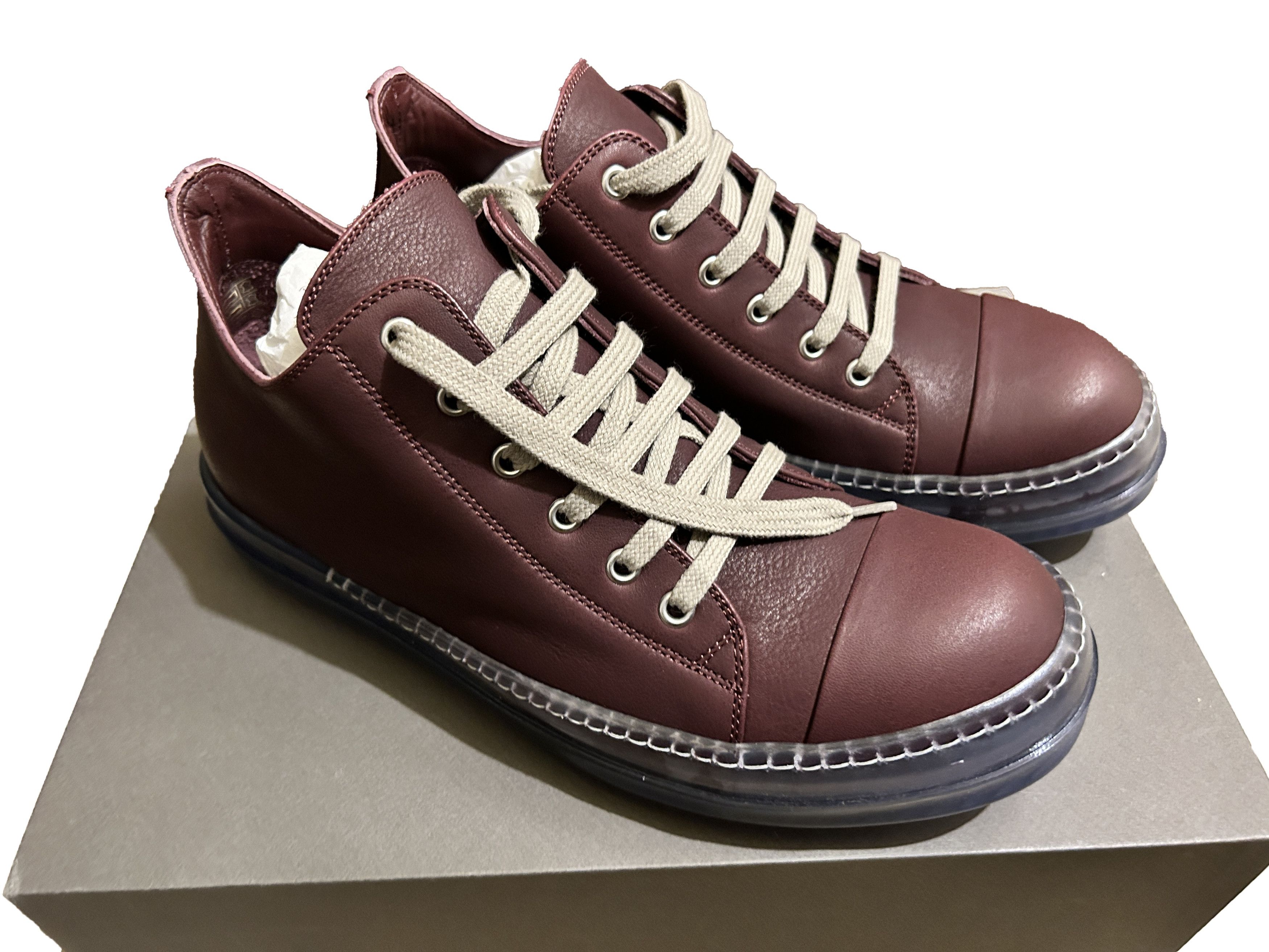 Rick Owens ramone canvas brown transparent sole Drkshdw Leather | Grailed