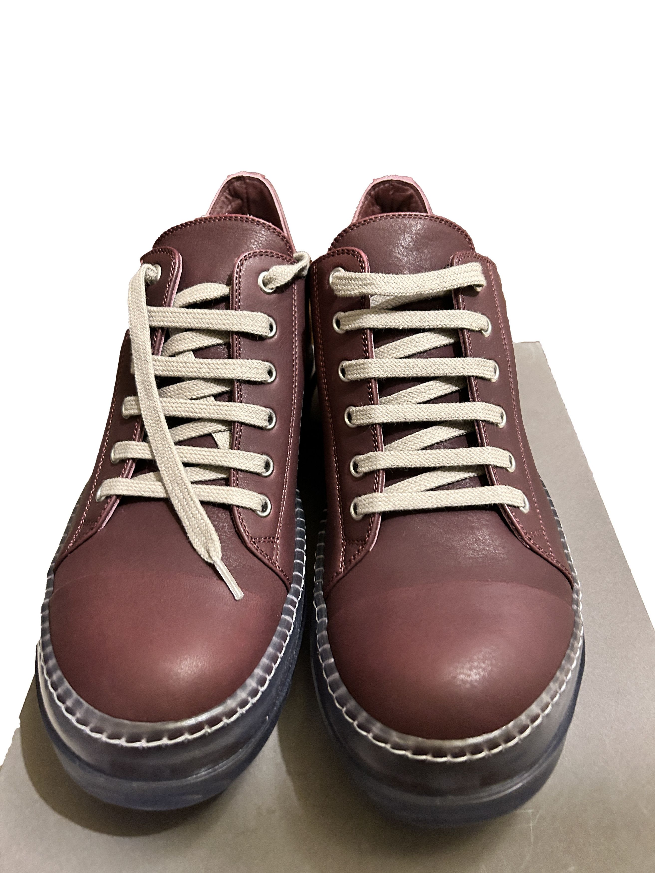 Rick Owens ramone canvas brown transparent sole Drkshdw Leather | Grailed