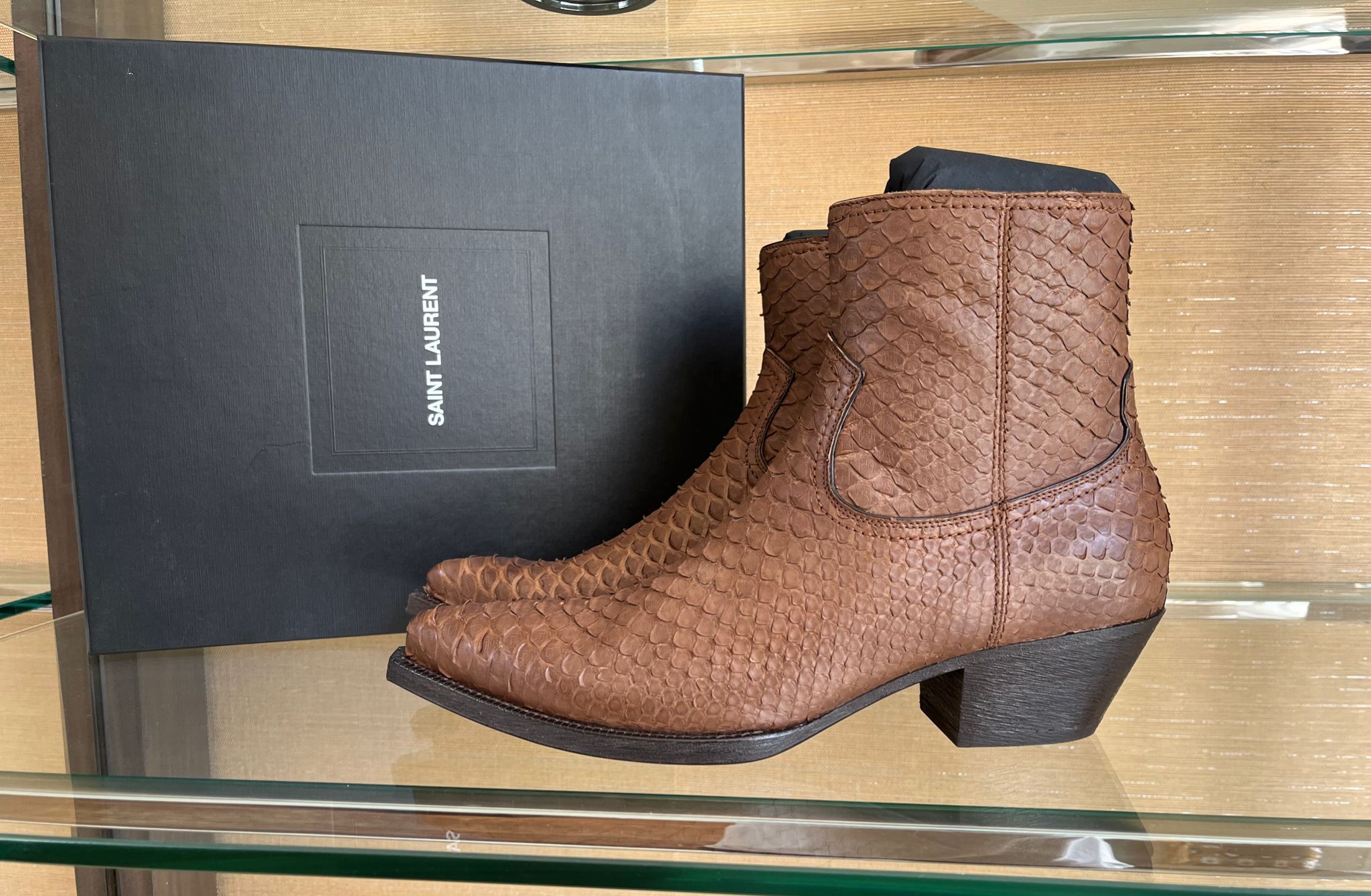 Saint Laurent Paris o1rshd1 Lukas Python Boots in Brown | Grailed