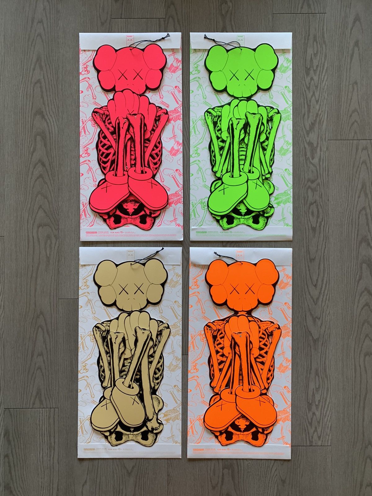 Kaws × Original Fake Kaws Skeleton Board Cutout Ornament Set Hanging ...