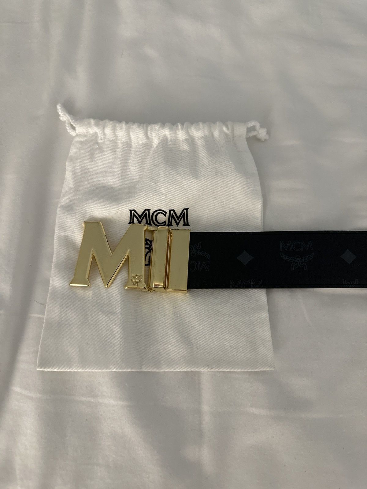MCM MCM gold buckle black reversible belt | Grailed