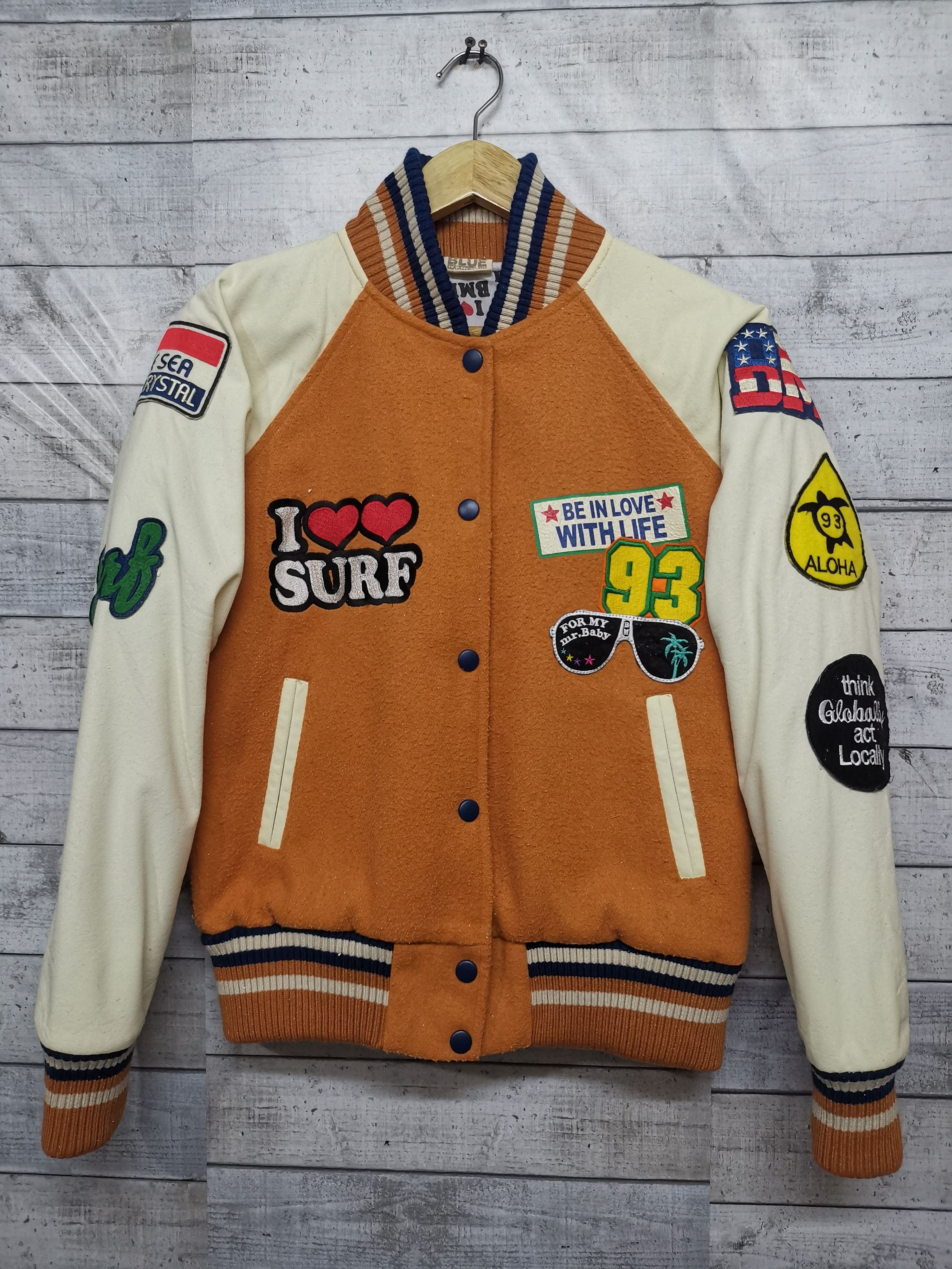 Designer × Japanese Brand × Varsity Jacket Designer Blue Moon Blue ...