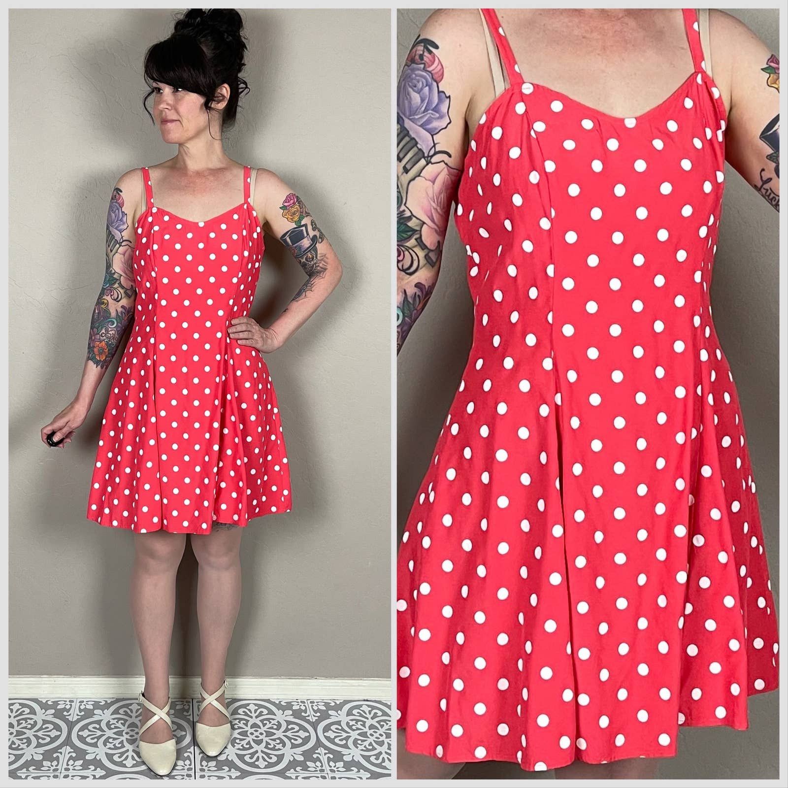 Vintage Vintage 1980s Coral Polka Dot Skater Minidress Grailed
