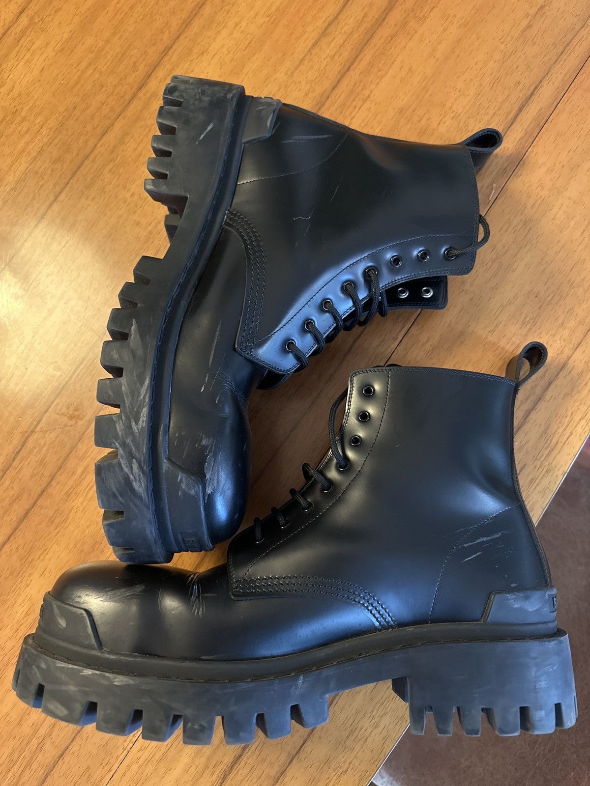 Balenciaga Balenciaga Strike Combat Leather Boots | Grailed