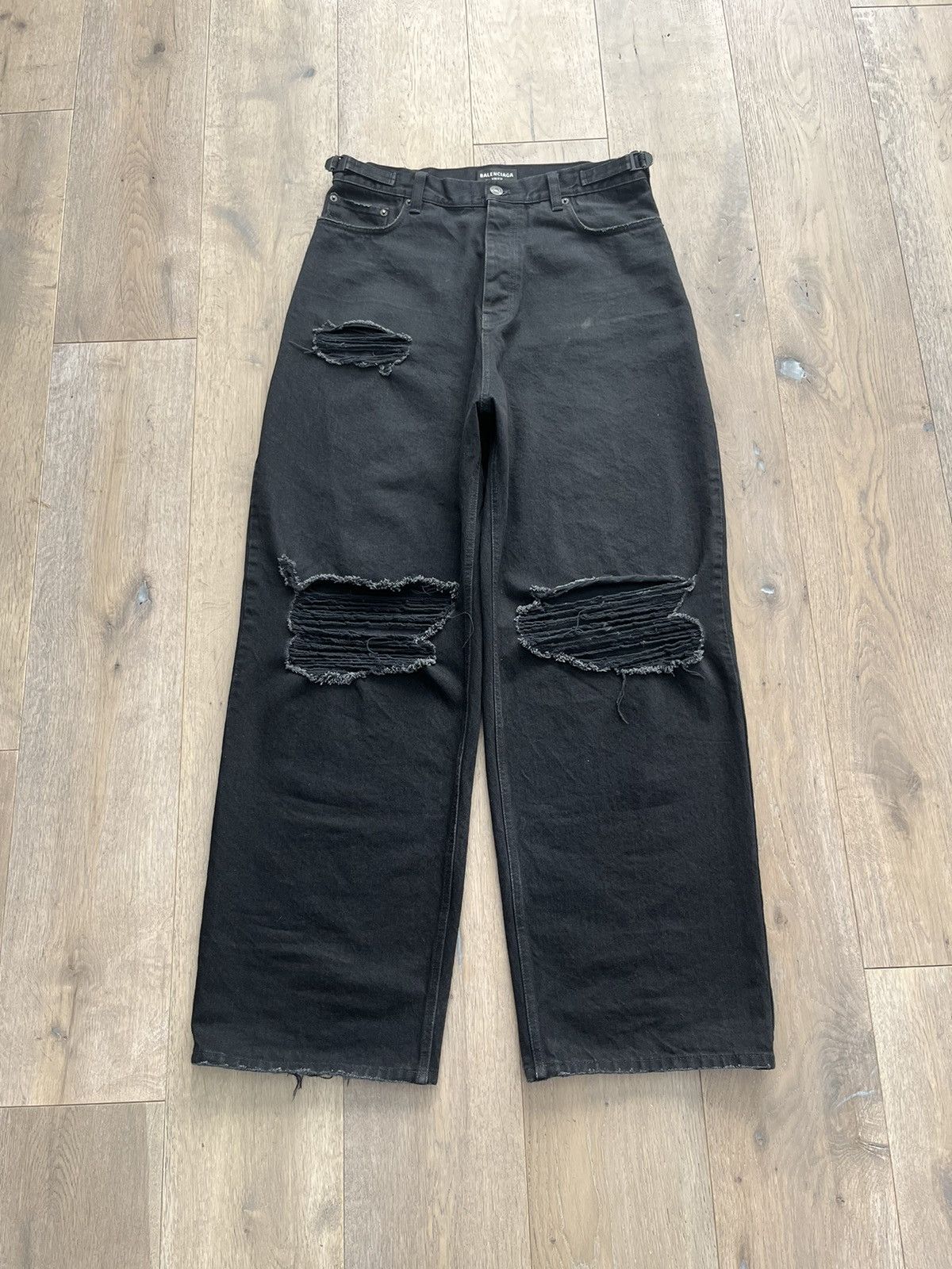 Balenciaga Balenciaga knee distressed baggy black jeans | Grailed