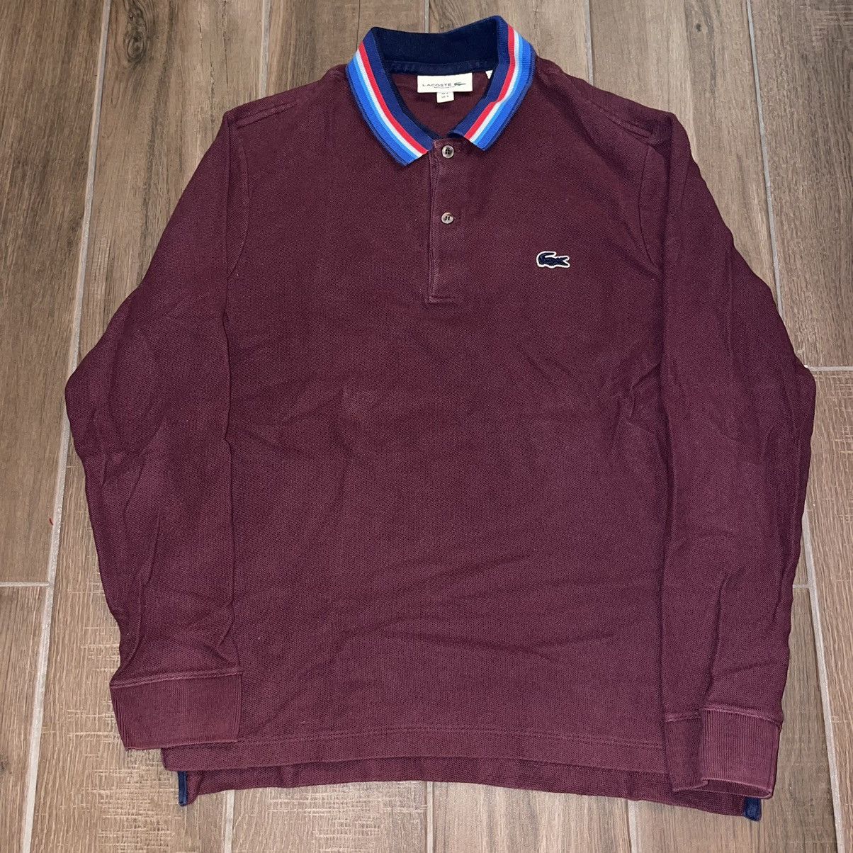 Lacoste Lacoste Maroon love sleeve polo shirt | Grailed