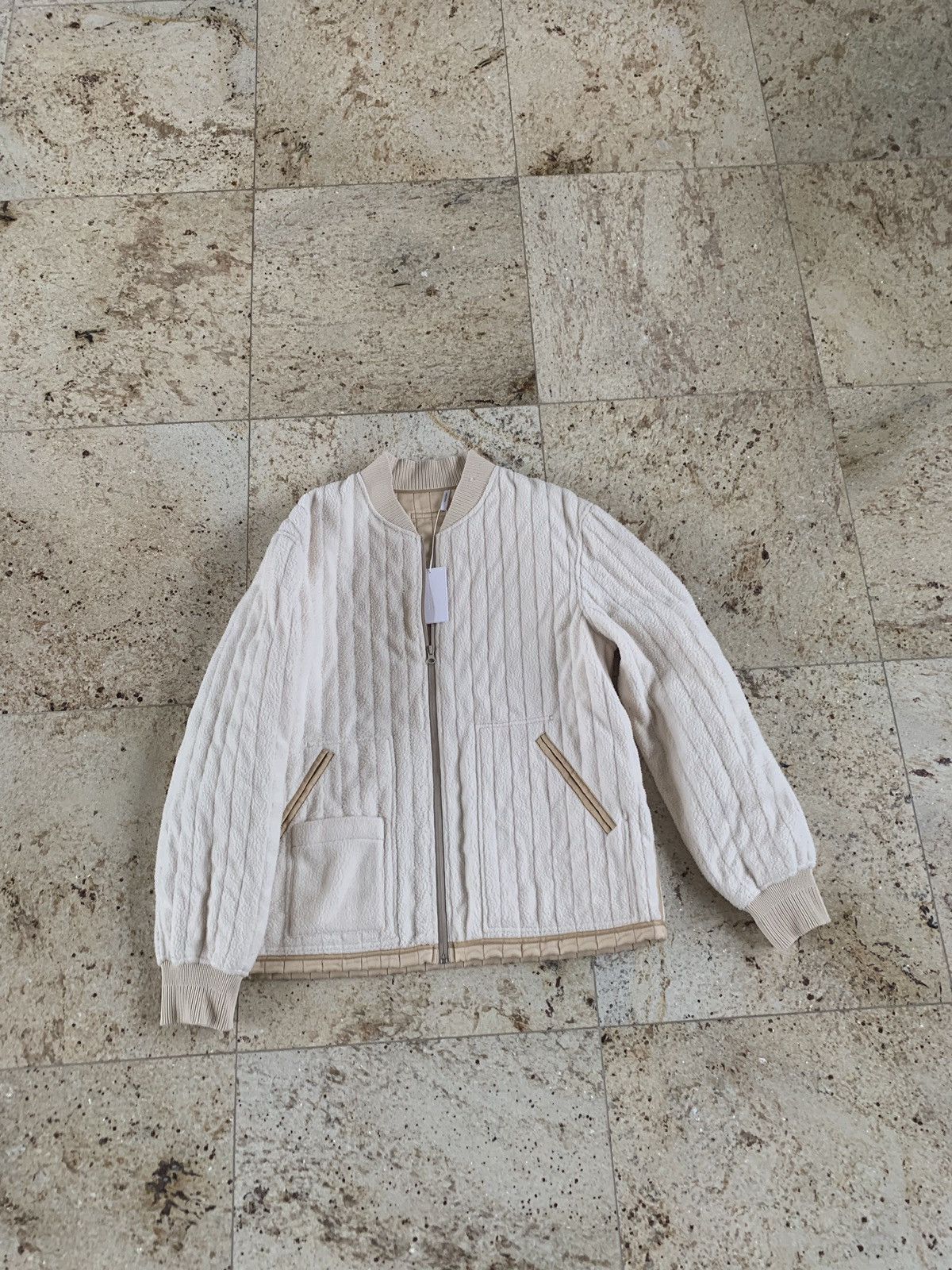 Helmut Lang Helmut Lang Liner Bomber Jacket Nubby Fleece in Cream | Grailed