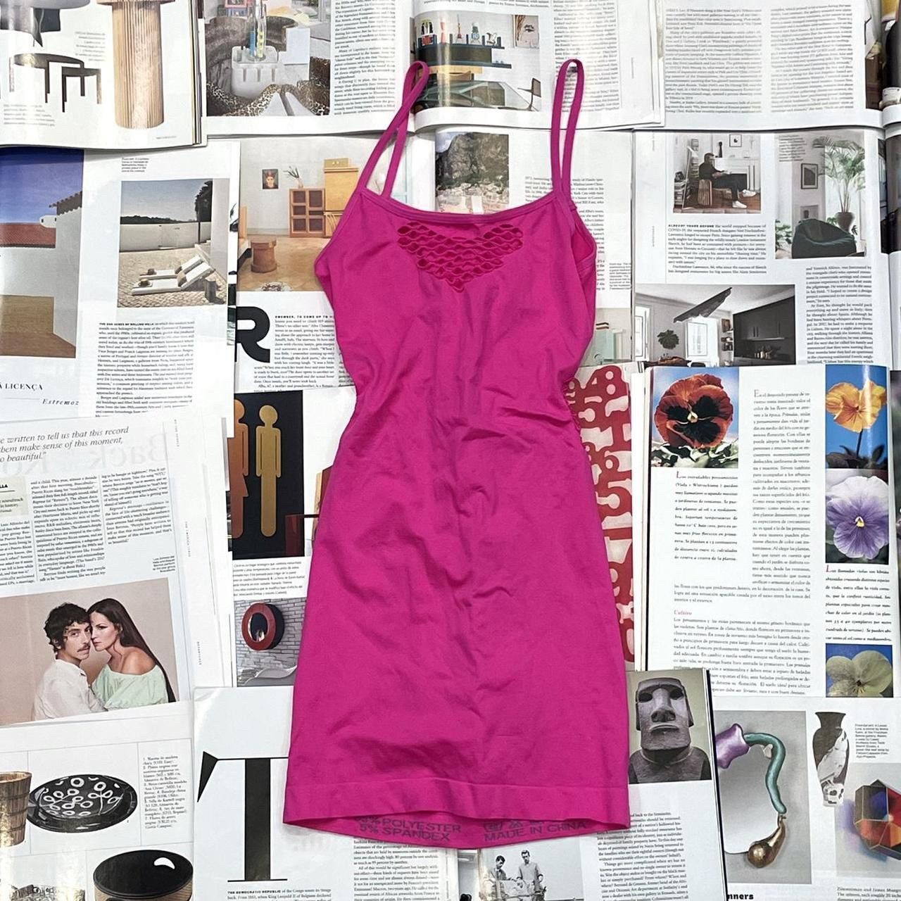 Streetwear Spanx style hot pink open back eyelet bodycon dress | Grailed