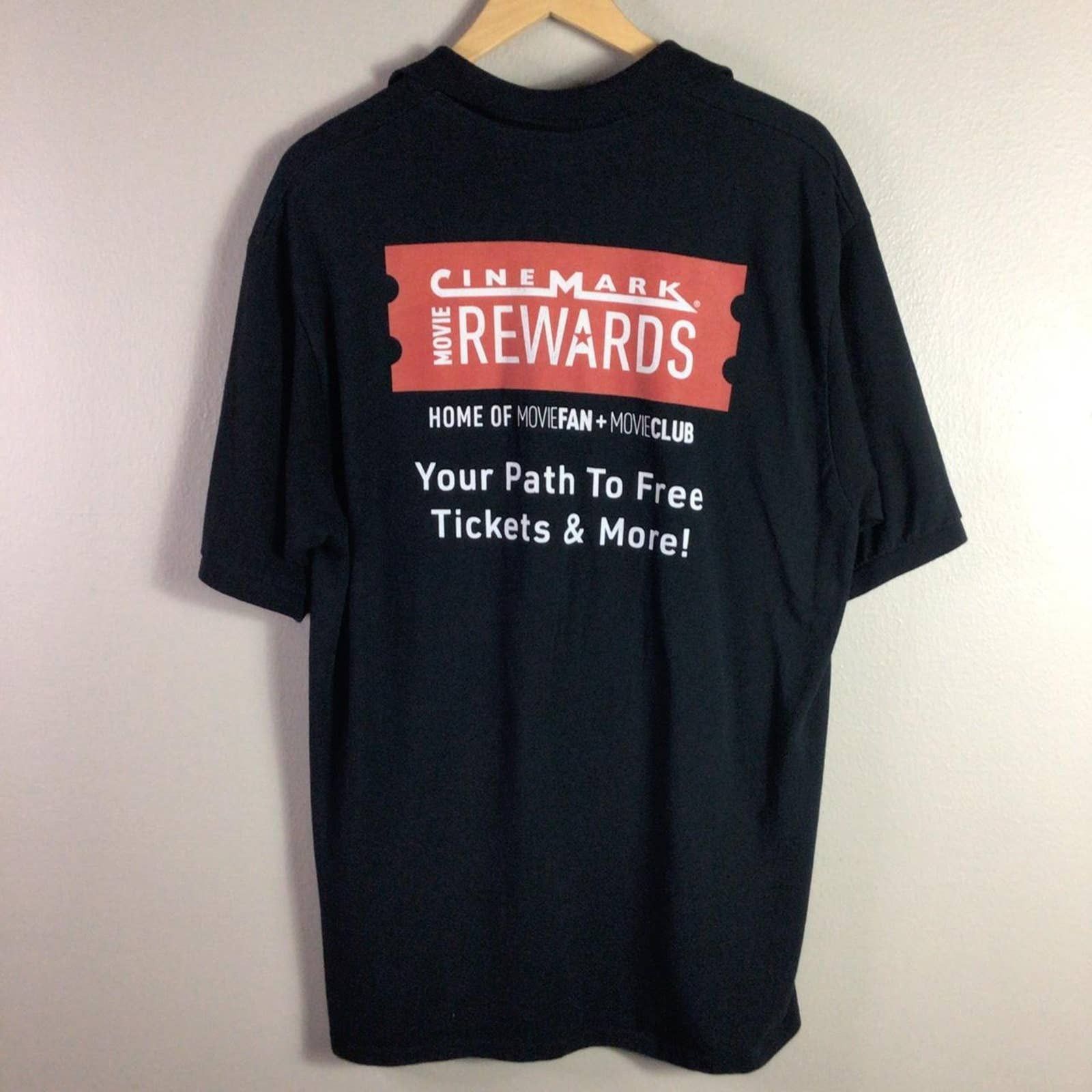 Jerzees CINEMARK Movie Rewards Club polo uniform T Shirt Black Large ...