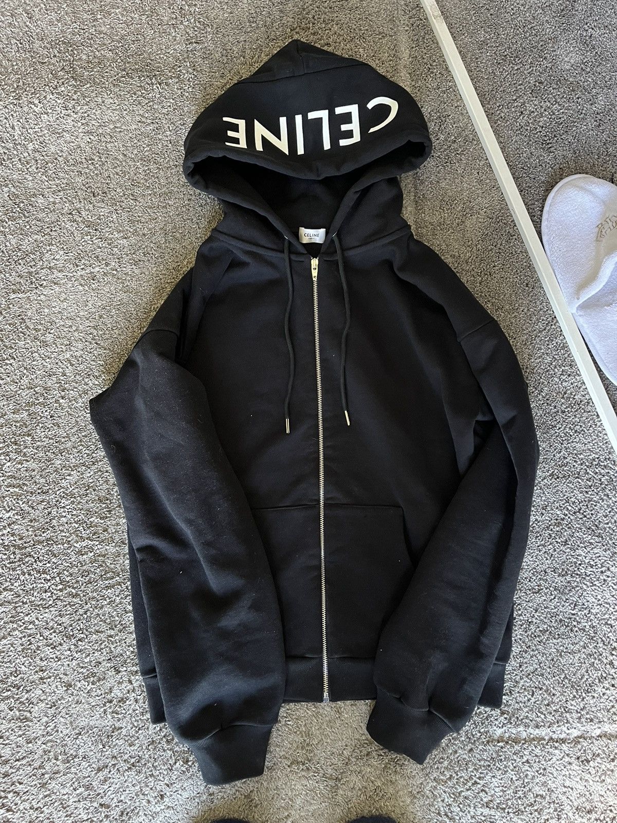 Celine Celine hood Logo zip Hoodie | Grailed