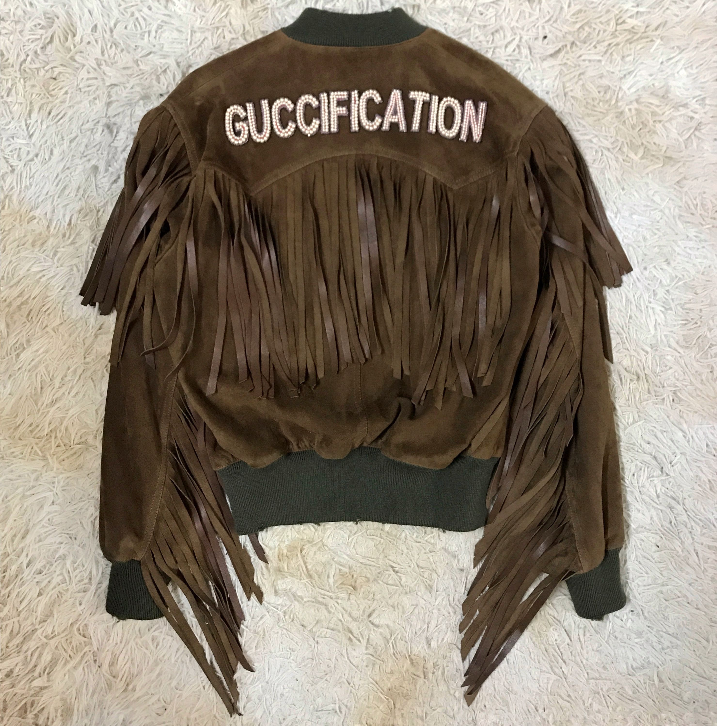 Gucci Gucci S/S2017 "Guccification" Fringed Suede Bomber Jacket | Grailed