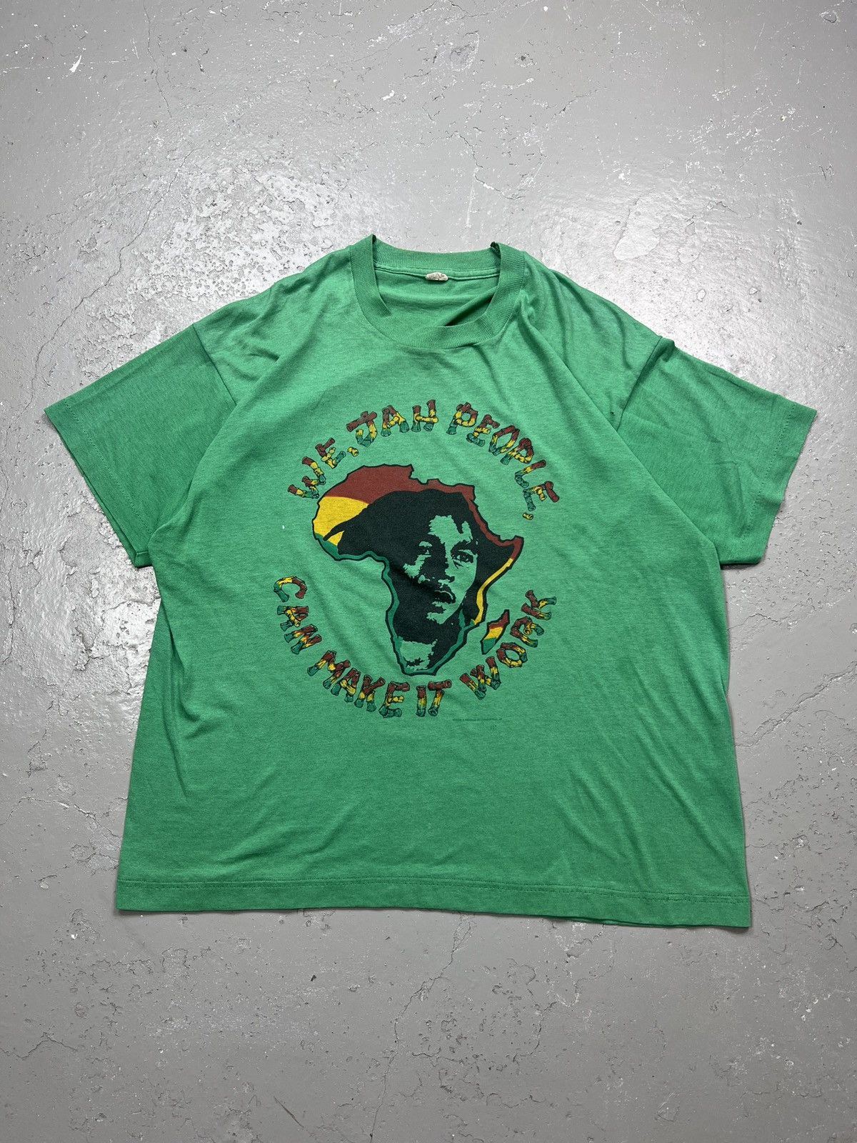 Bob Marley × Vintage 80s Bob Marley We Jah People Shirt Green Single ...