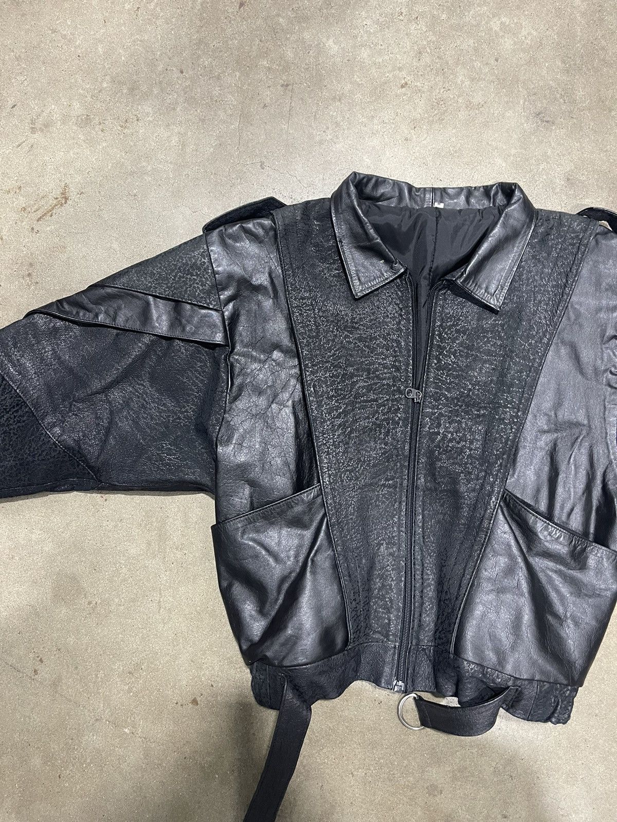 Anonymous × Leather Jacket × Vintage Vintage Anonymous Multi-Fabric ...