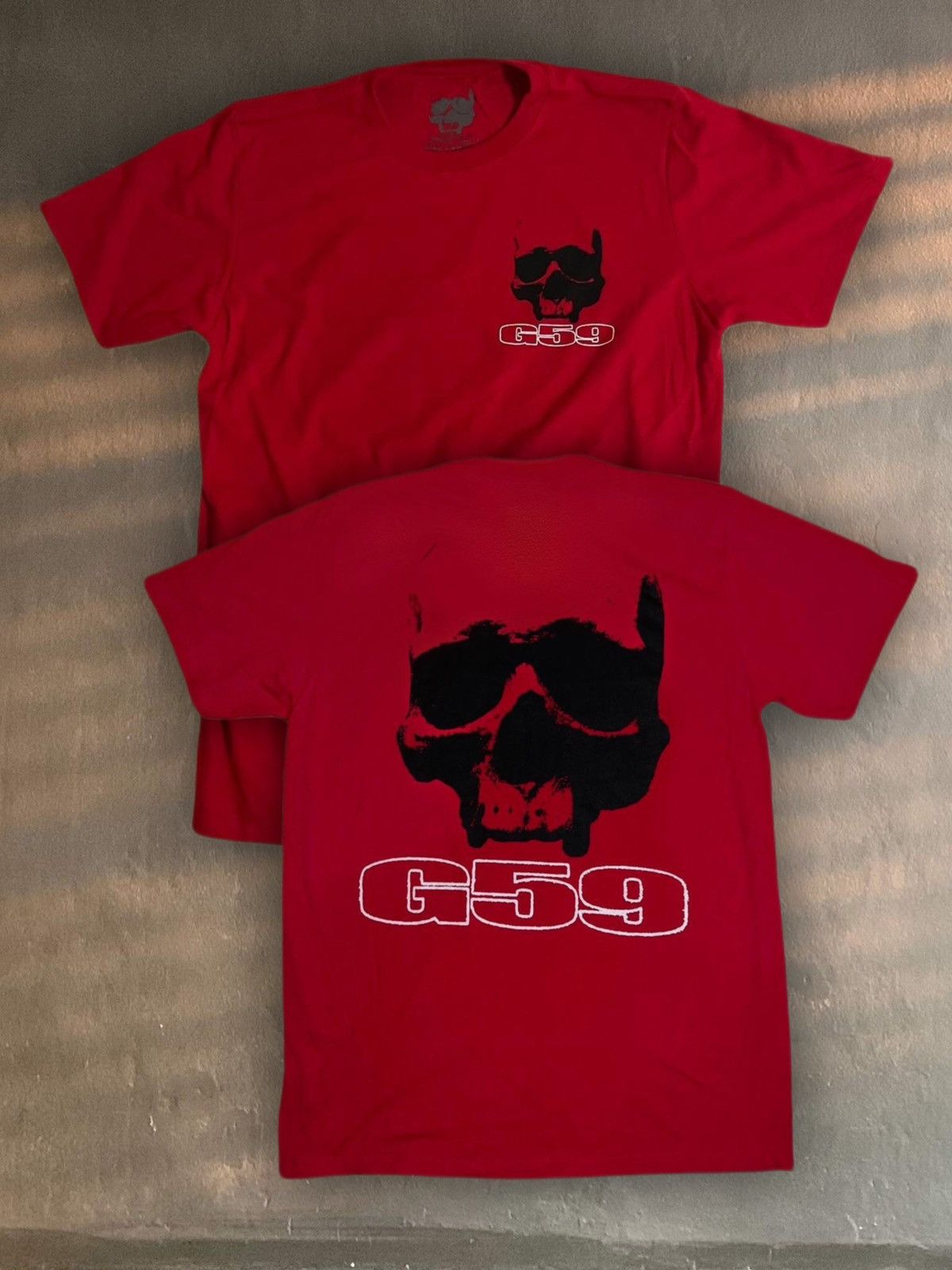 G59 Records × Pouya & $uicideboy$ Merch × Streetwear $uicideboy$ x G59 Red with black skull logo ...