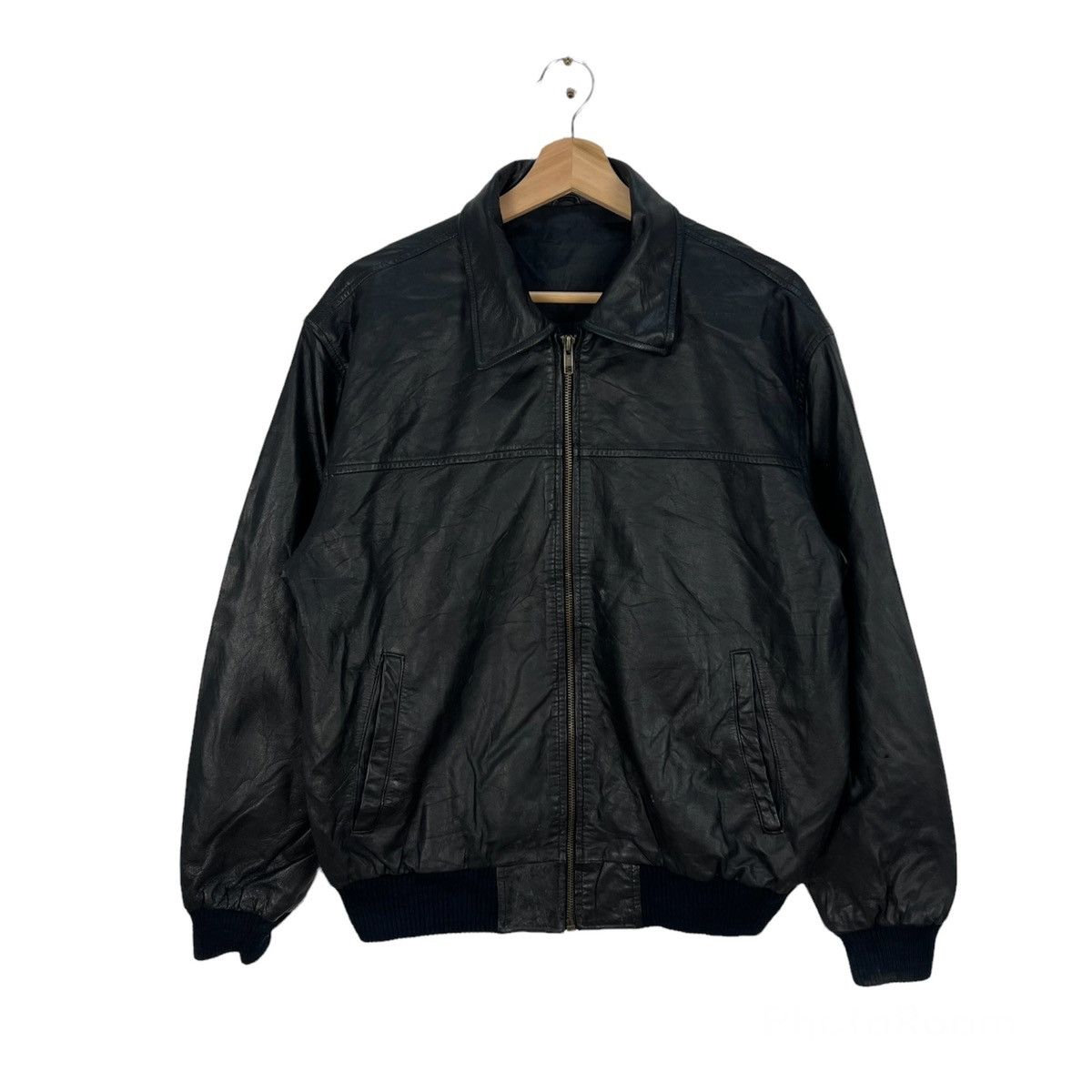 Japanese Brand × Varsity Jacket VINTAGE BOMBER LEATHER JACKET LUAU ...