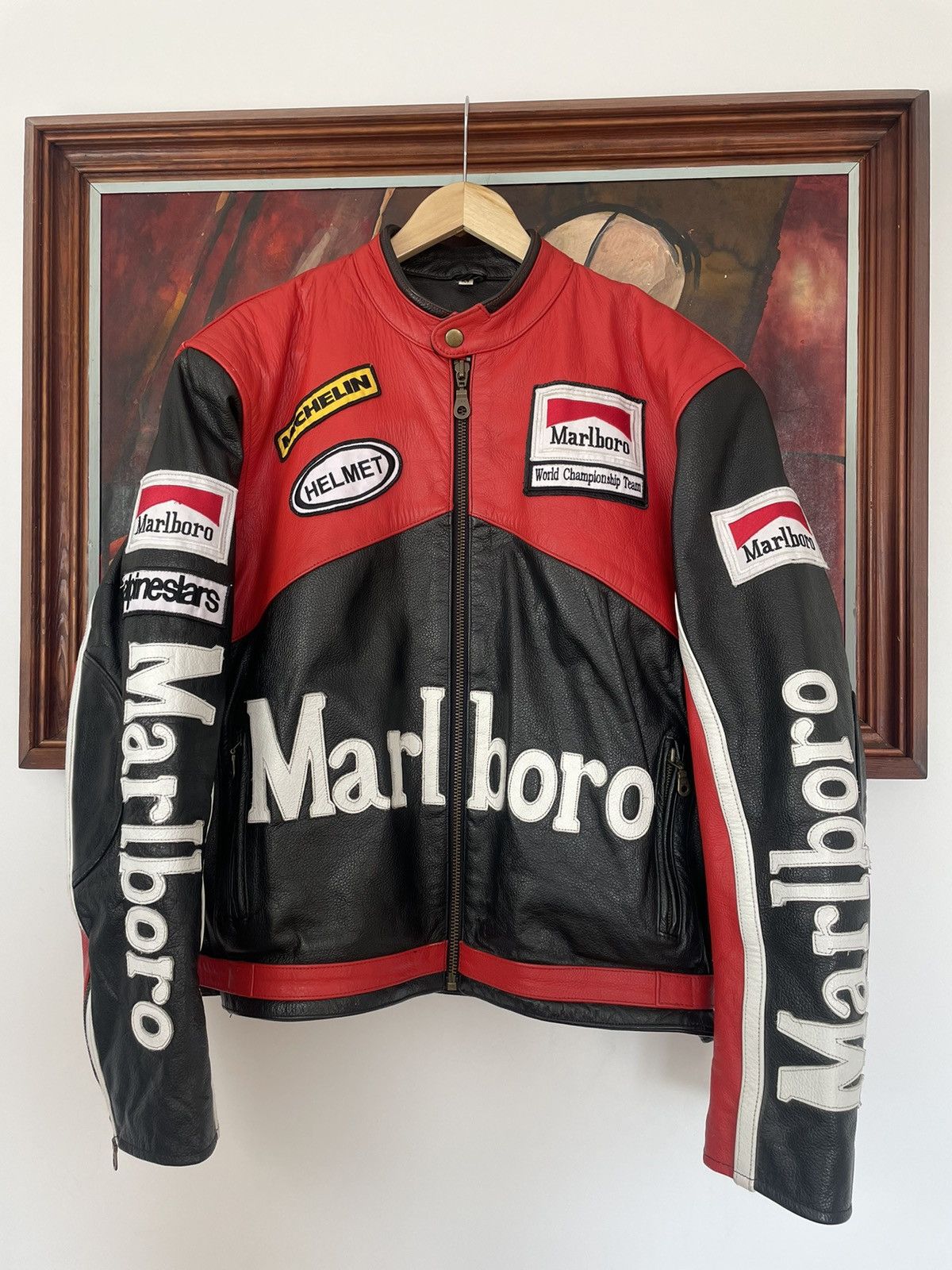 Leather Jacket × Racing × Vintage Very Rare Genuine Leather Racing ...