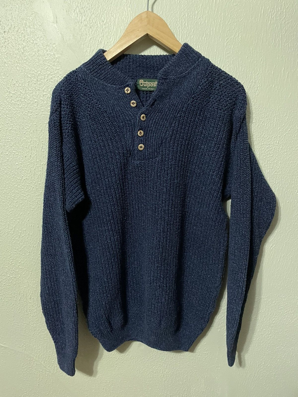 Coloured Cable Knit Sweater × Vintage Vintage Fisherman Navy Knit Rugby ...