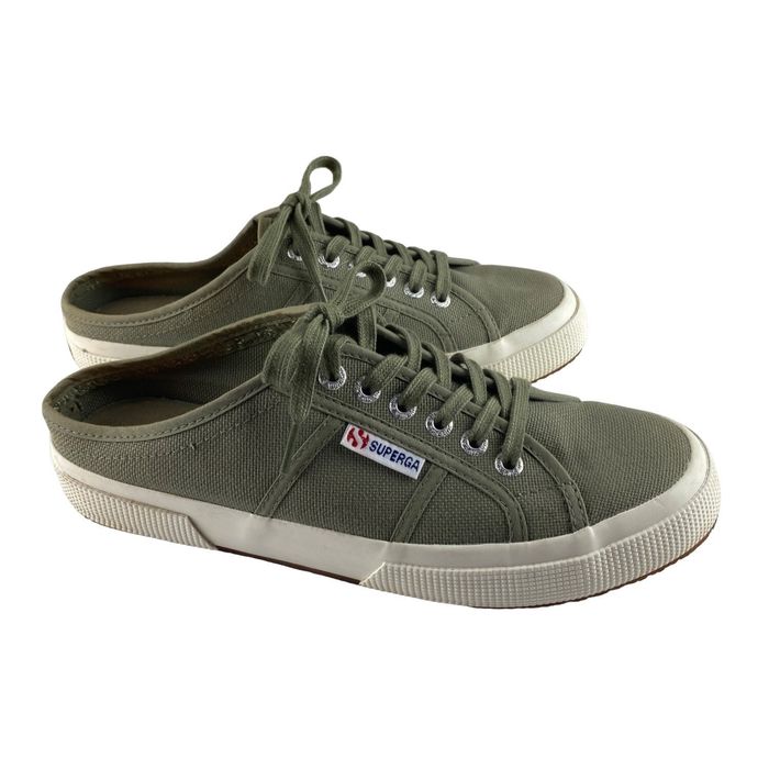 Superga Superga 2402 Mule Slip On Shoes Olive Green Womens SZ 9 | Grailed