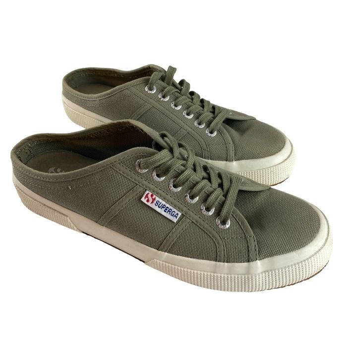 Superga Superga 2402 Mule Slip On Shoes Olive Green Womens SZ 9 | Grailed