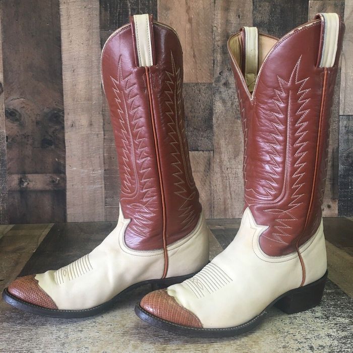 Tony Lama Tony Lama 6214 Vtg Gold Label Wingtip Cowboy Boots Mens 9 D ...