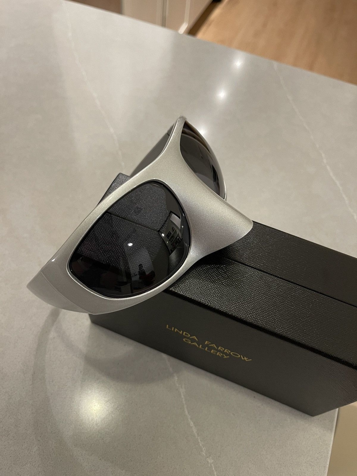 Bernhard Willhelm × Linda Farrow Mask Sunglasses (Gray) | Grailed