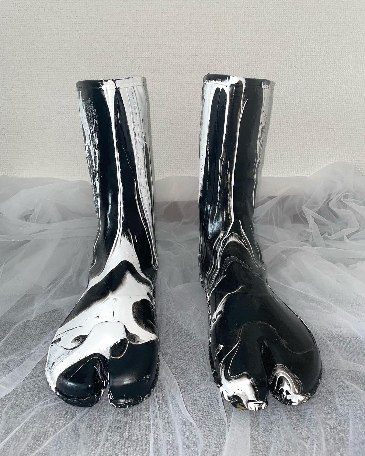 Custom × Japanese Brand × Rare Rubber Tabi Boots | Grailed