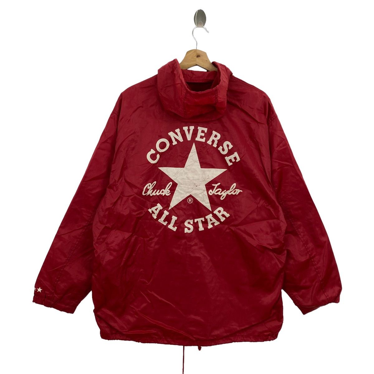 Converse CONVERSE ALL STAR Red Hooded Windbreaker Coach Jacket | Grailed