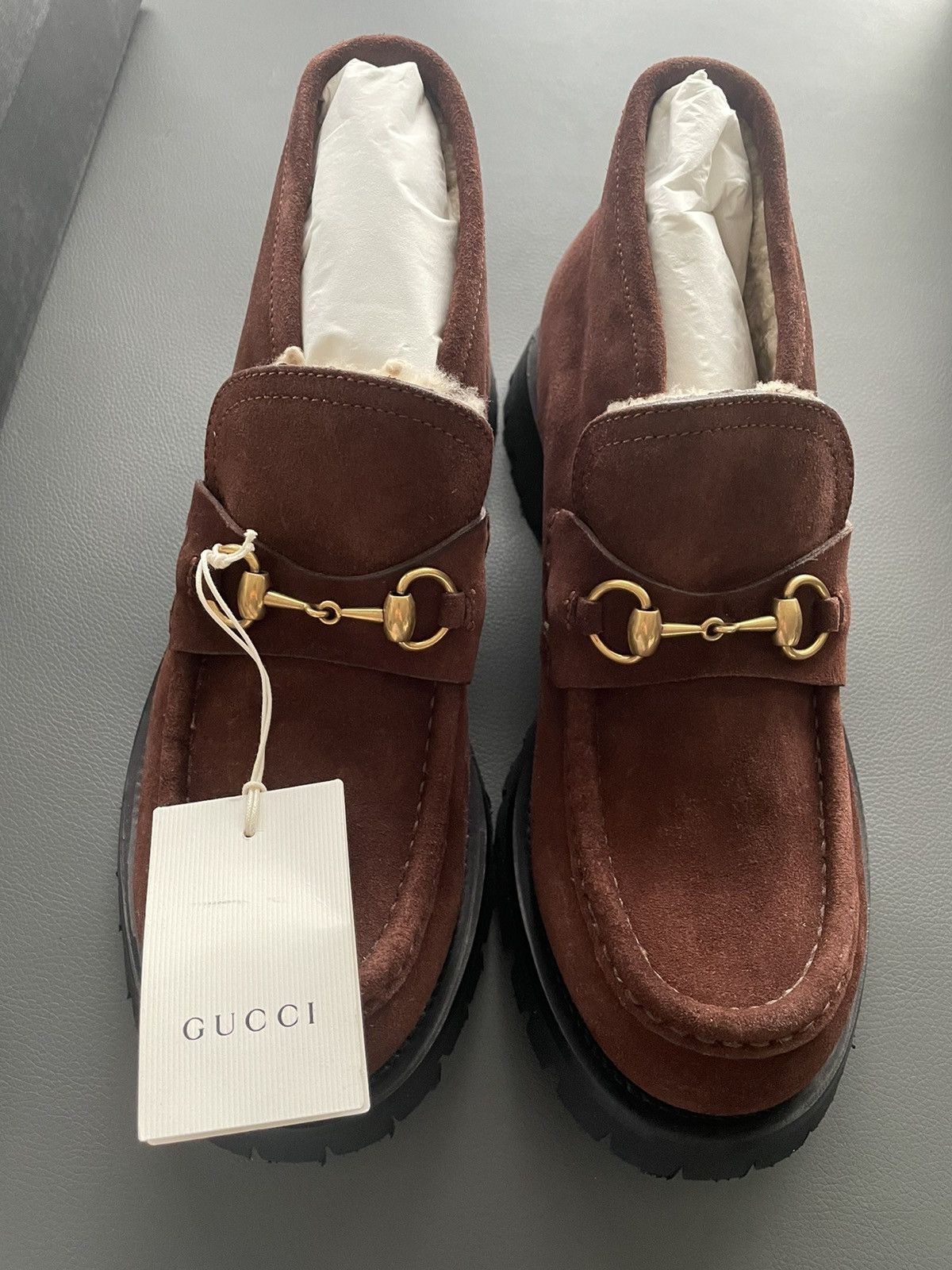 Gucci Brand New Super Rare Shearling Suede Leather Horsebit Boots | Grailed