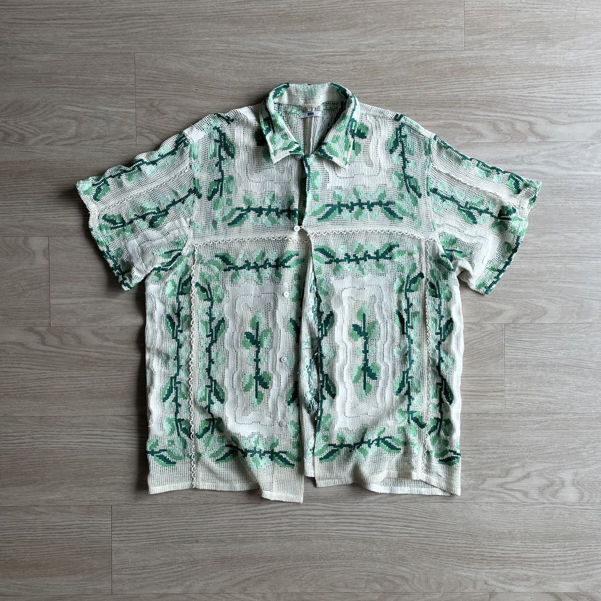 Bode RARE GRAIL Bode psychedelic embroidery floral lace shirt | Grailed