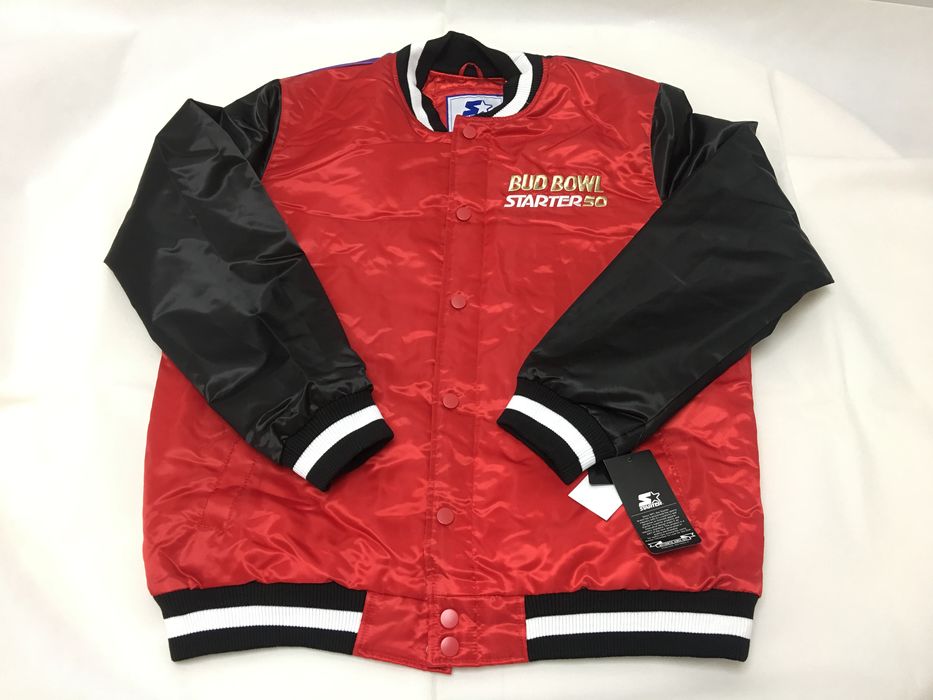 Vintage Starter Budweiser 50 Year Bud Bowl Sublimated Blimp Jacket ...