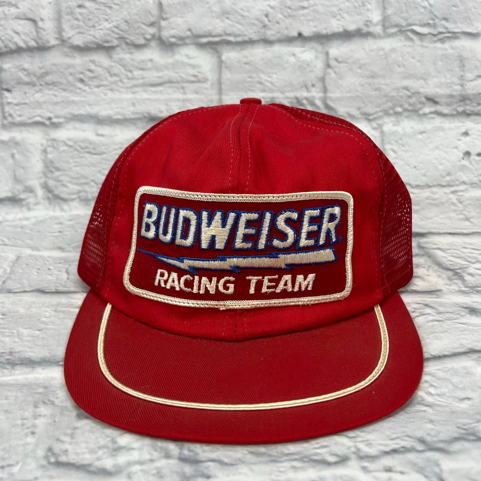 Budweiser Vintage Budweiser Racing Team Mesh Snapback Hat Cap Red | Grailed