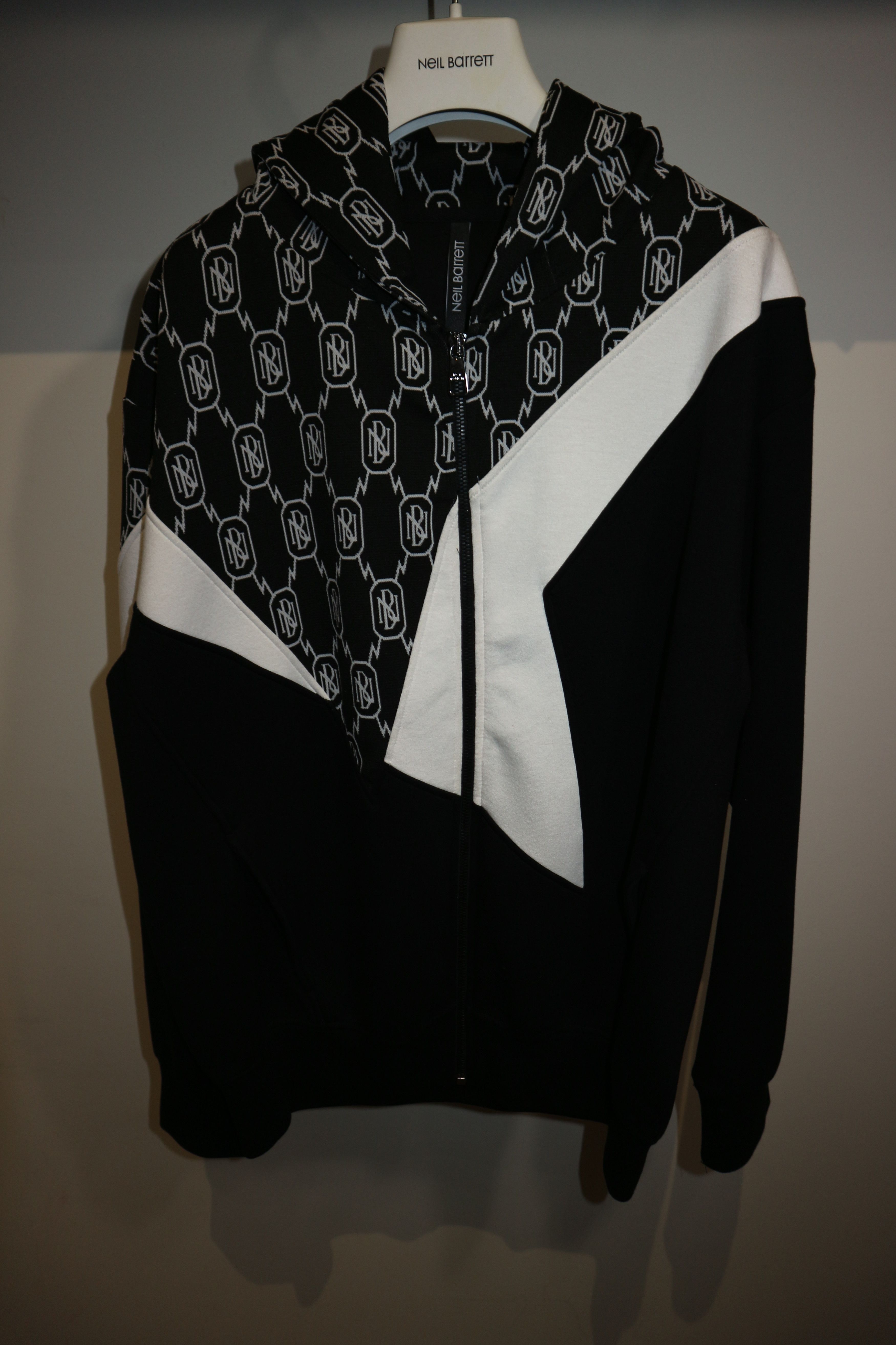 Neil Barrett Monogram neoprene modernist zip hoodie | Grailed