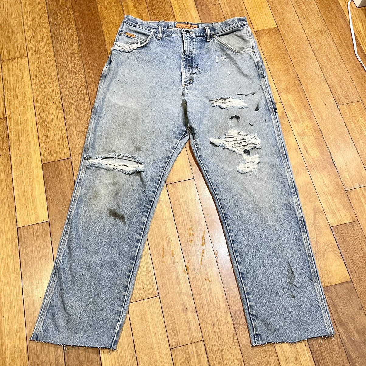 Vintage VINTAGE WRANGLER FR THRASHED DENIM JEANS! | Grailed