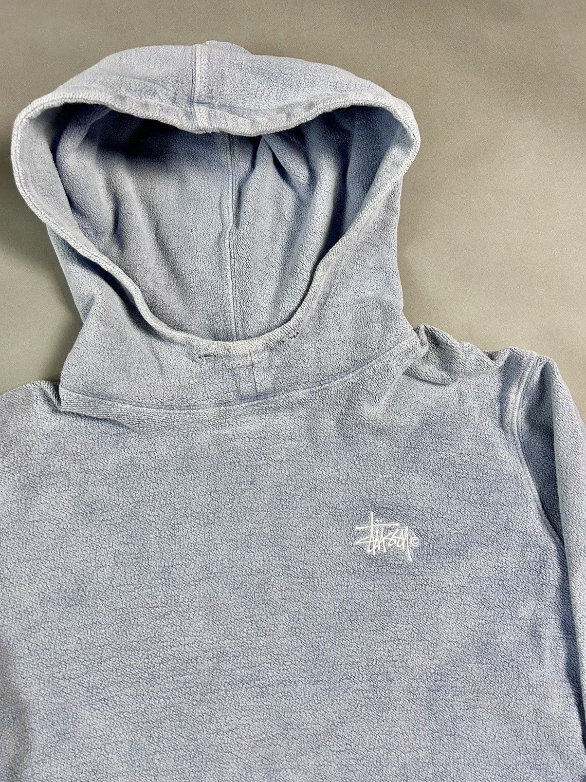 Stussy × Vintage Stussy hoodie vintage blue small logo towel fabric ...