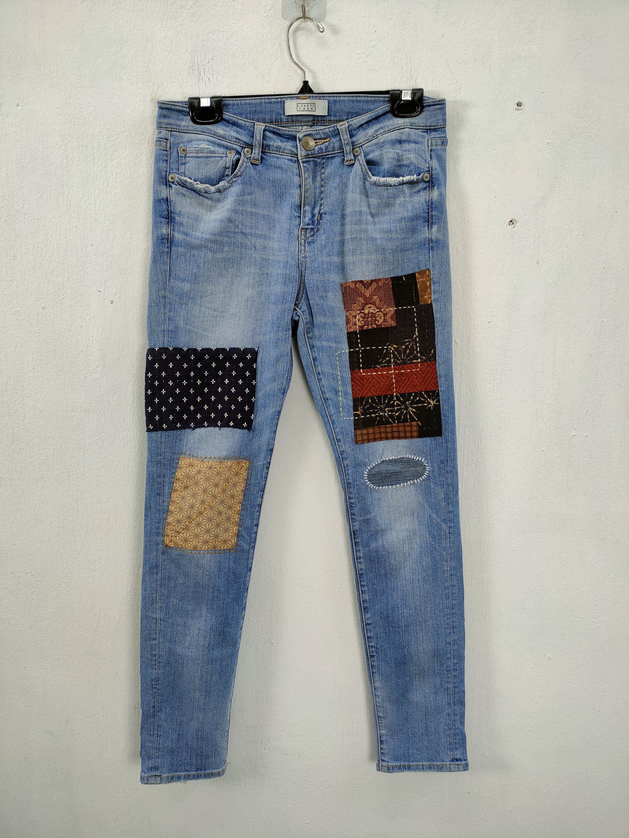 Japanese Brand Custom Lowrys Farm Jeans with Sashiko Patchwork | Grailed
