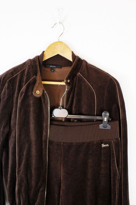 Gucci Womens Gucci Luxury Logo Brown Velour Track Suit | Grailed