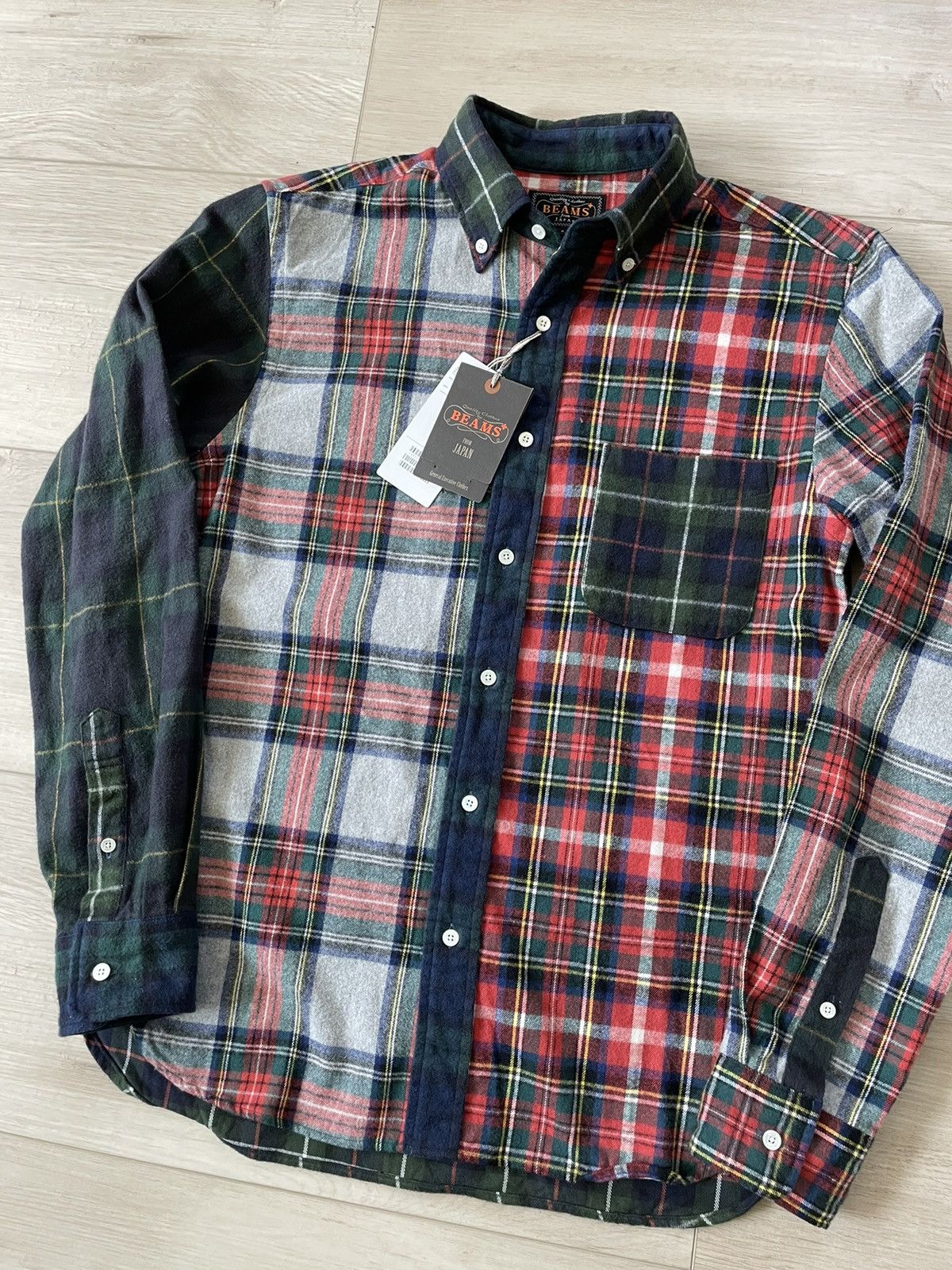 Beams Plus Beams Japan Crazy Mix Patchwork Flannel Button Up Shirt ...