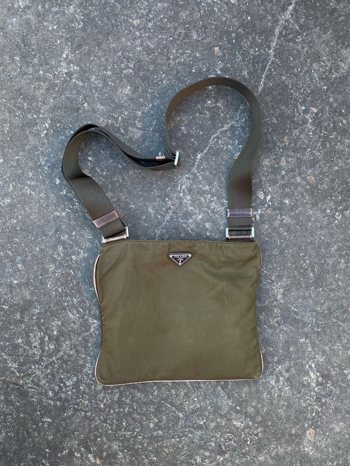 Prada × Vintage Authentic Prada nylon crossbody faded bag os made in ...