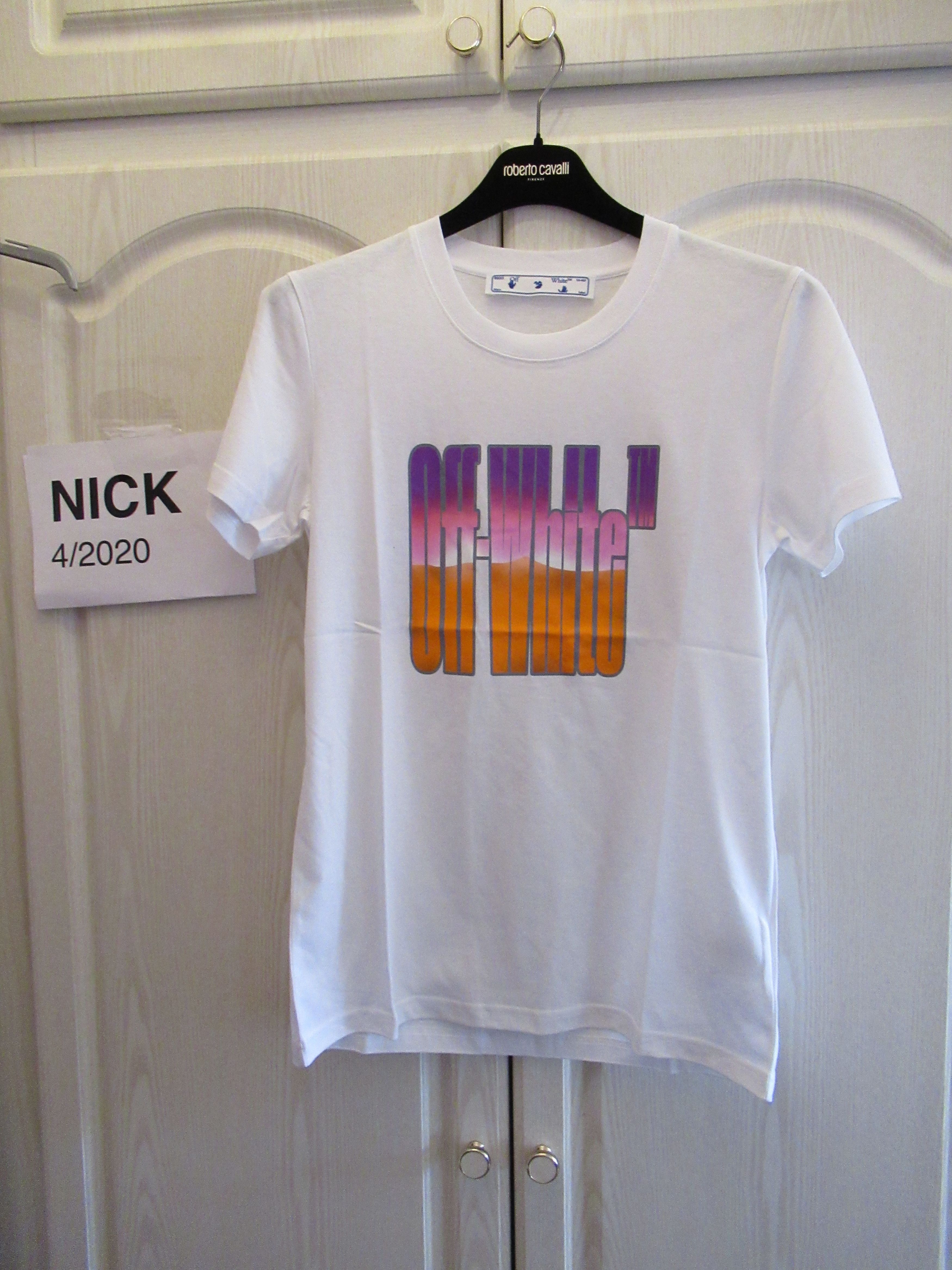 Off-White Off White Virgil Gradient Pink Rainbow Logo XS | Grailed